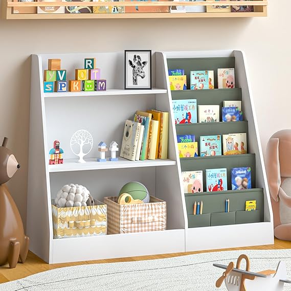 Amazon.com: Arbuxzuy Kids Bookshelf and Toy Storage, 3 Tier Wooden Kids ...