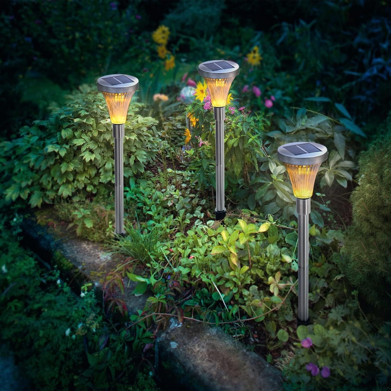 Greenway Solar 3Pack Solar Pathway Lights,Slim Design, 8-10 Hour ...