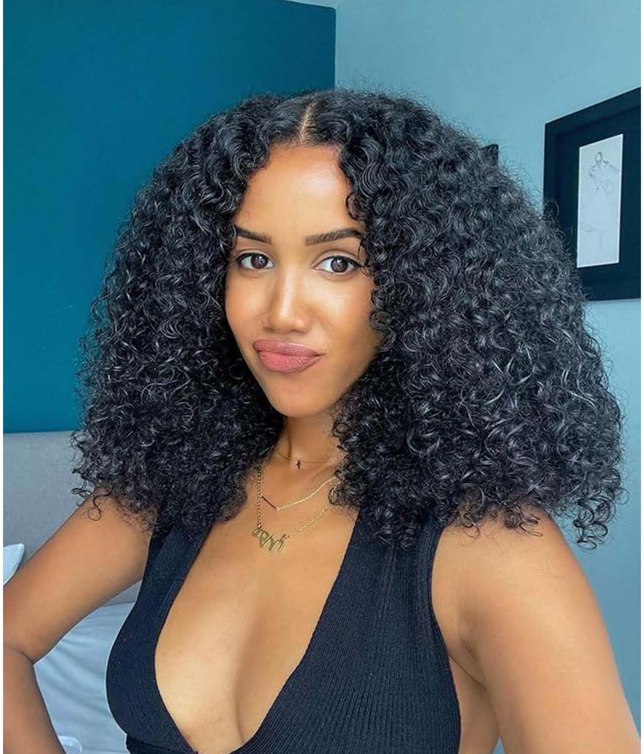 Amazon.com : SOKU Afro Curly Lace Front Wig Synthetic T Part HD ...