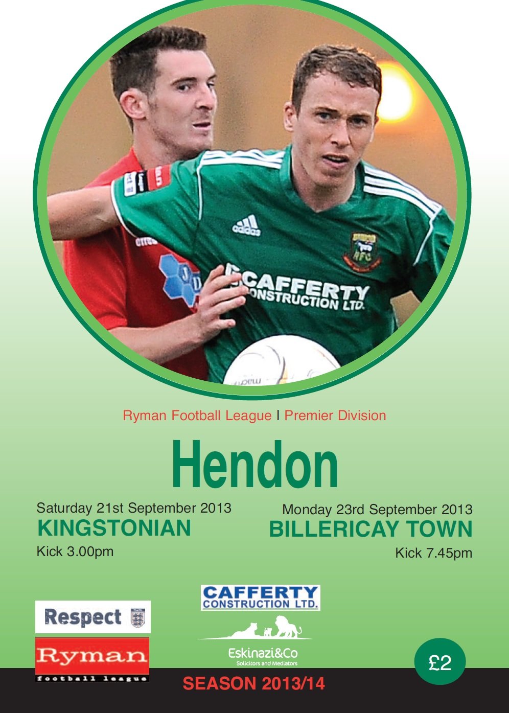 Amazon.com: Hendon FC v Kingstonian / Billericay Town 2013 - 2014 ...