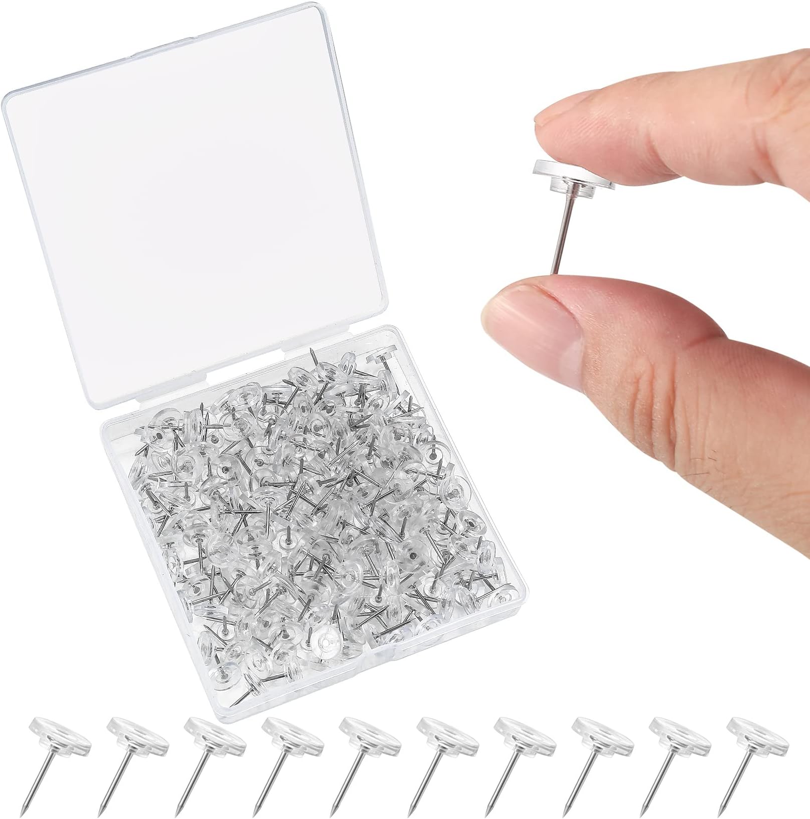 Amazon.com: BlingKingdom 100pcs Push Pins Tacks Clear Plastic Head ...