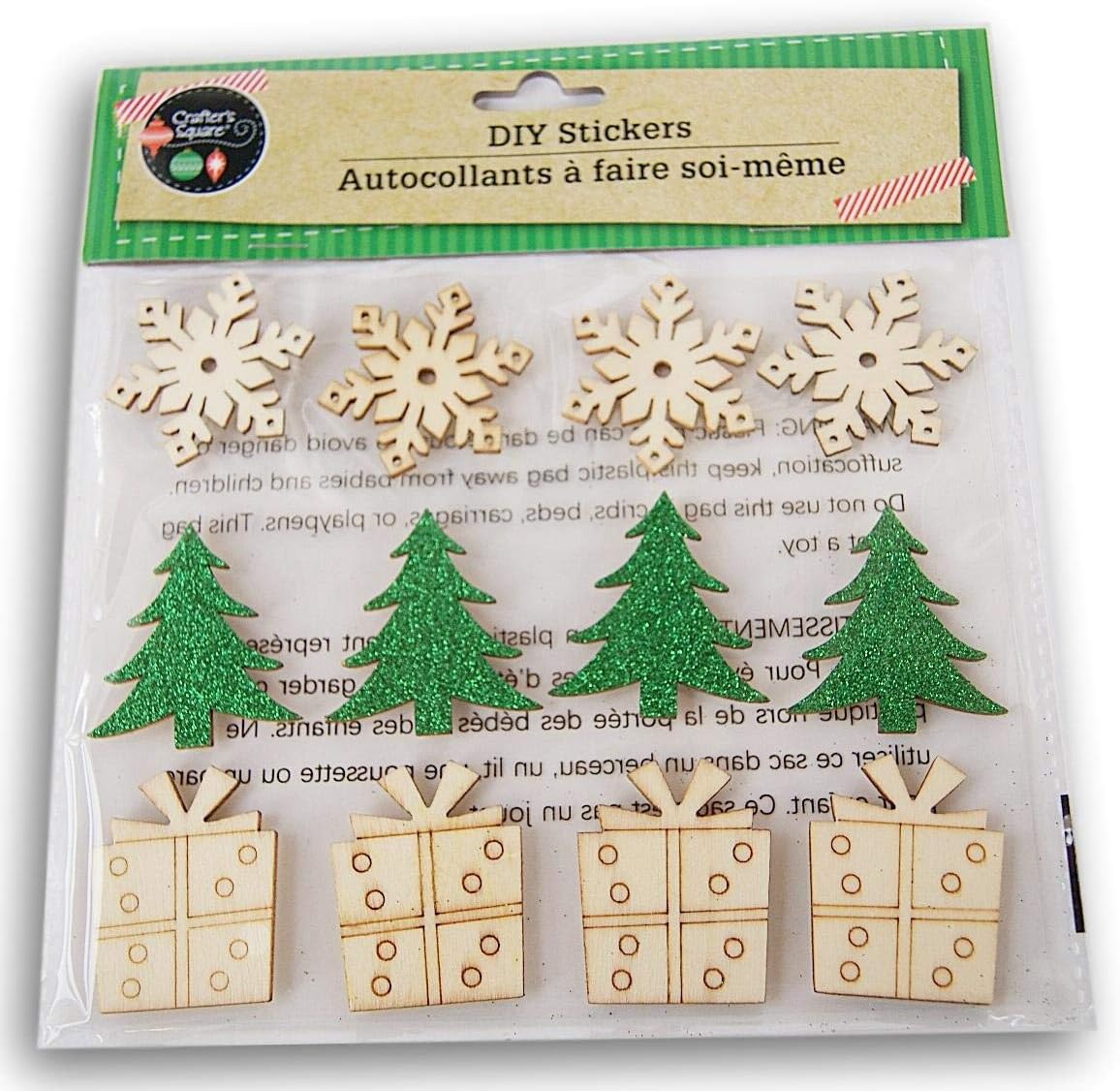 Amazon.com: DIY Christmas Craft Wood Stickers - Snowflake, Christmas ...
