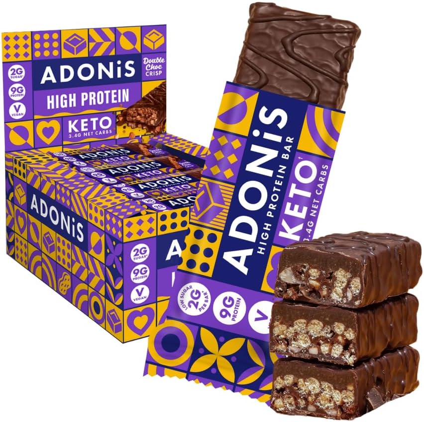 Amazon.com : Adonis Keto Double Choc Crisp High Protein Bar (16 x 45g ...