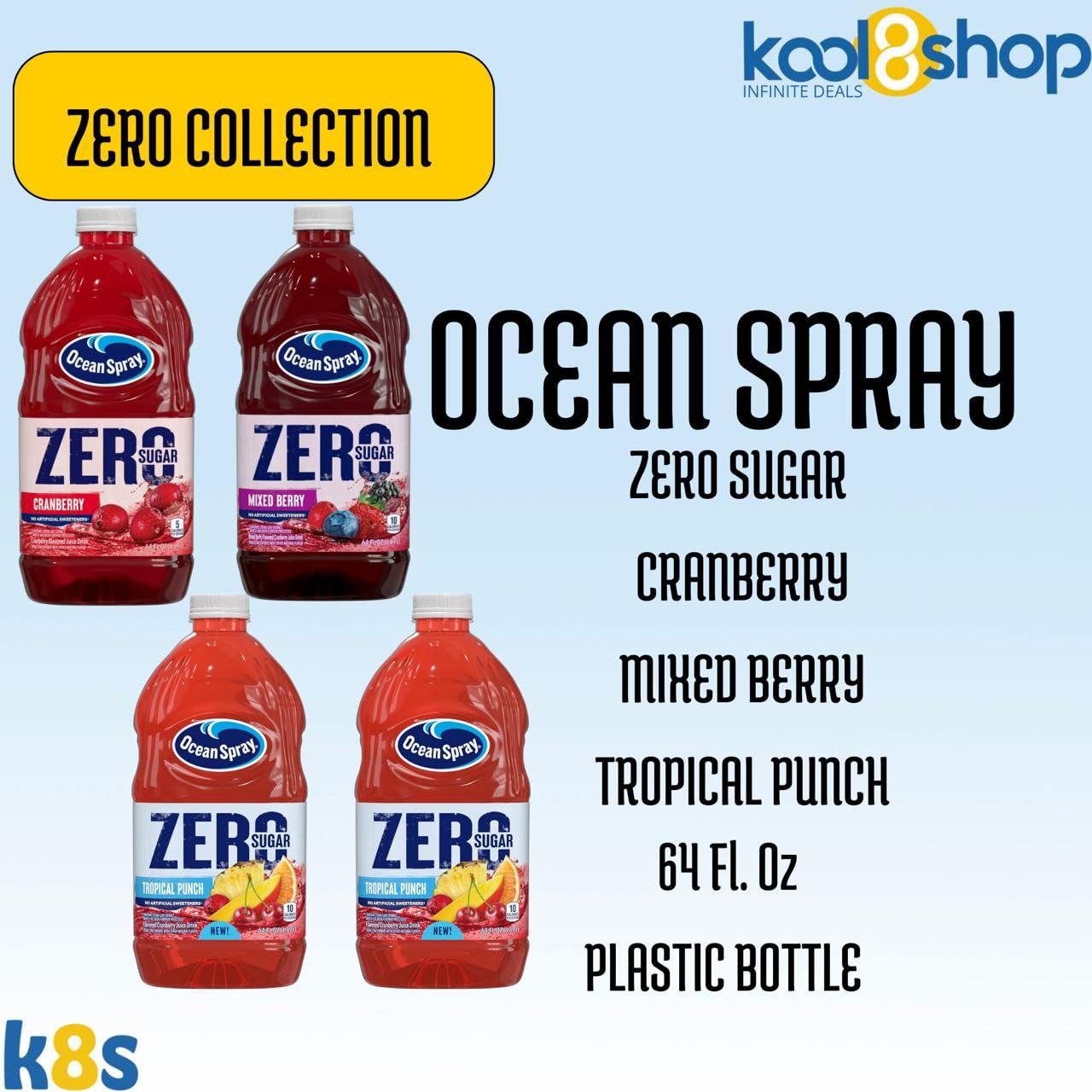 Snapklik.com : Zero Sugar Zero Collection Fruit Juice Drink 64 Fl Oz 4 ...