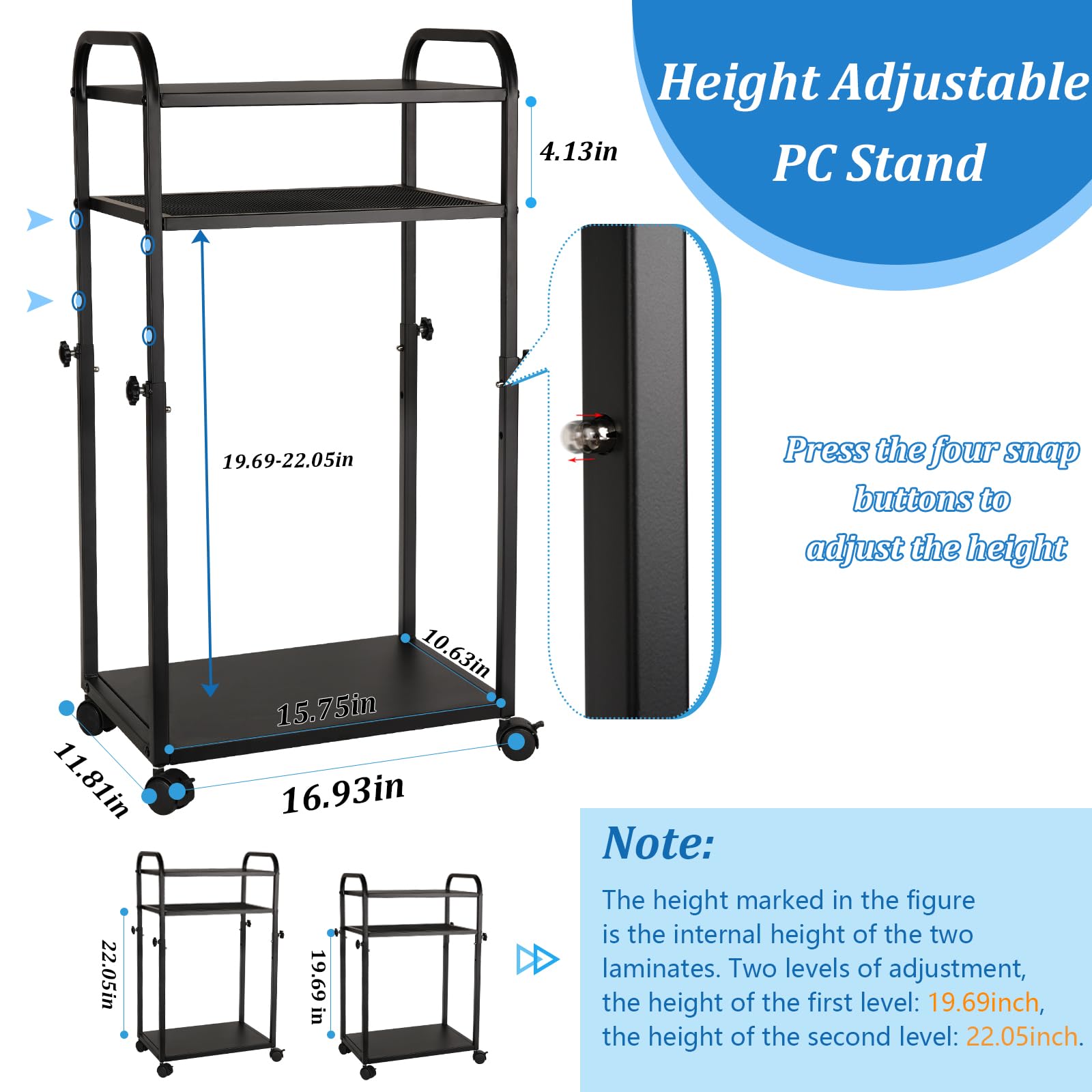 Snapklik.com : Bfttlity Height Adjustable Computer Tower Stand, PC ...