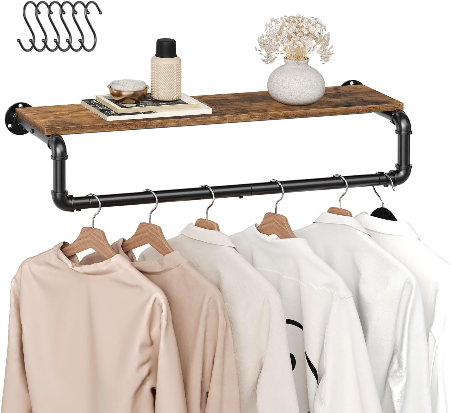Amazon.com: Clothing Rack Wall Mounted - 44 Inch Heavy Duty Detachable ...