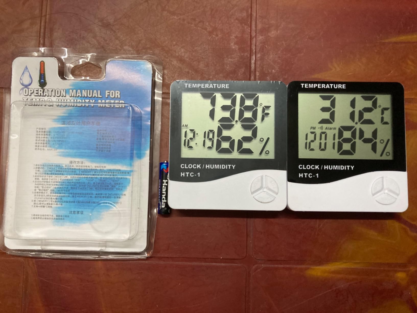 HTC-1 Digital Thermometer Hygrometer Clock Alarm/Alarm Calendar 5 ...