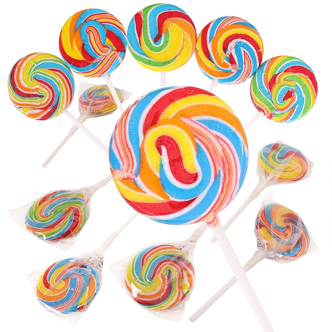 Snapklik.com : Large Rainbow Swirl Lollipop Candy - 2 Inch Giant Circus ...