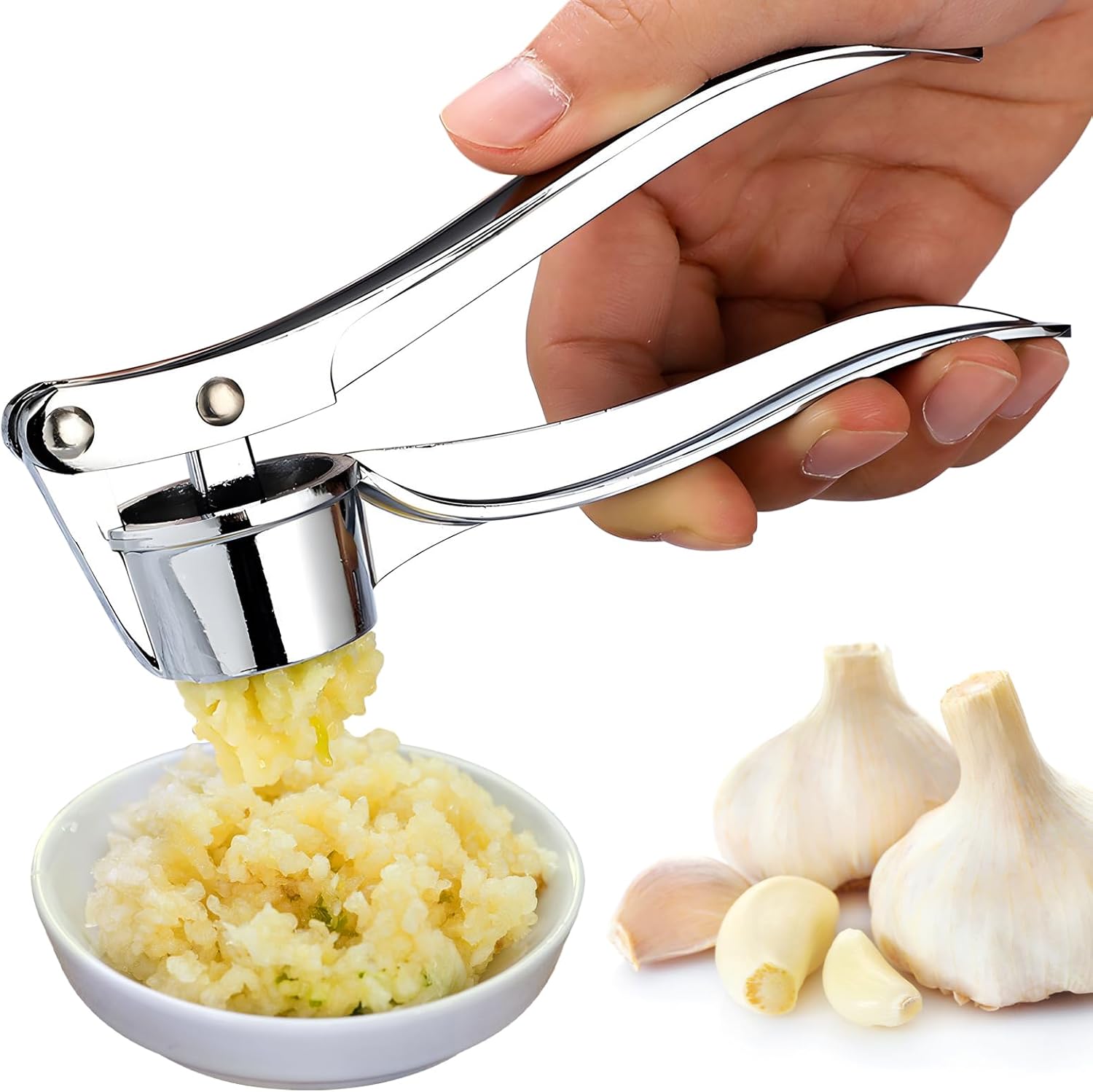 Amazon.com: Garlic Press Mincer-Durable Stainless Steel Garlic Press ...
