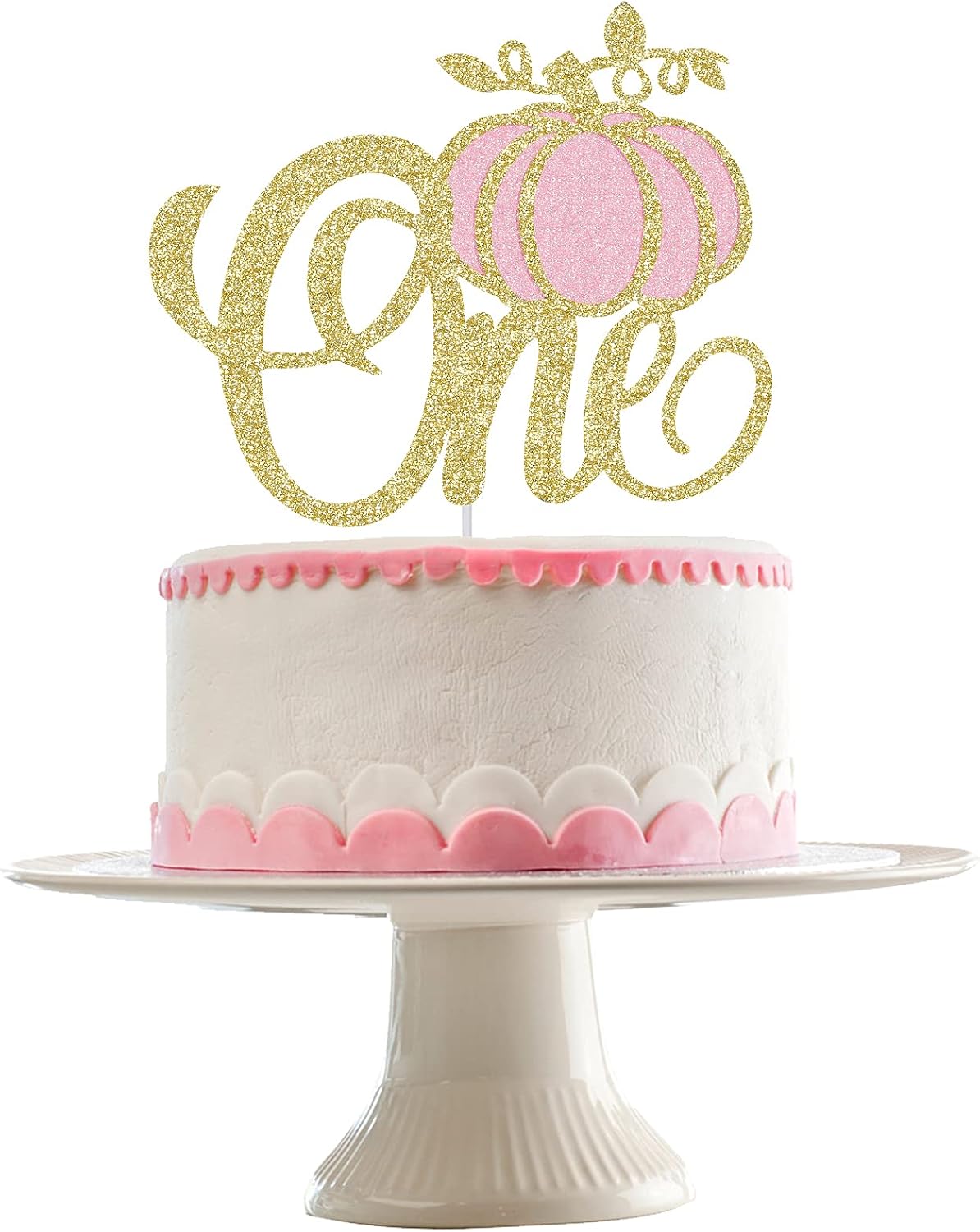 Amazon.com: Pink and Gold Pumpkin One Cake Topper Pumpkin 1st Birthday ...