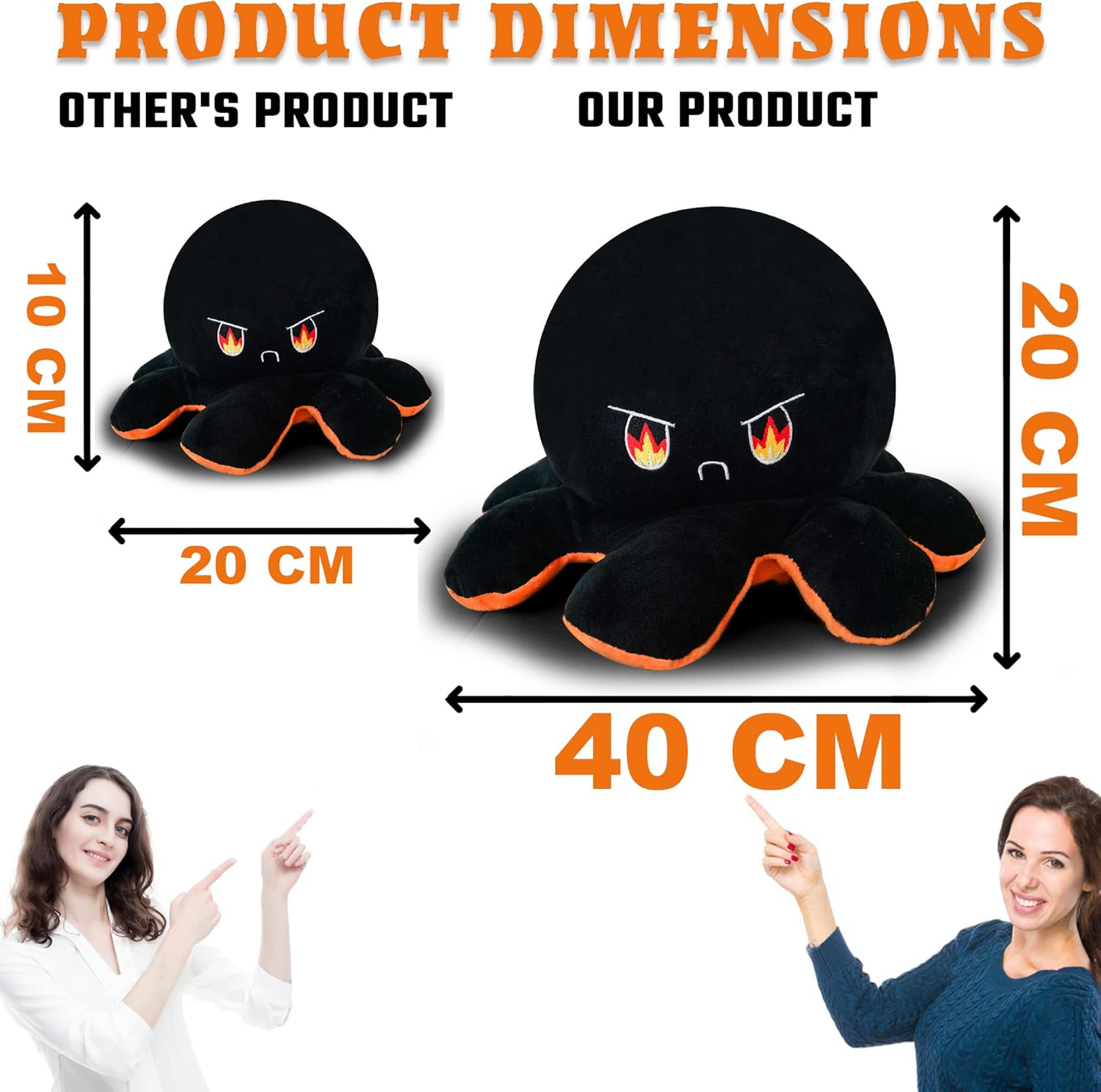 40cm Giant Reversible Octopus plush large xxl angry to angrier- Big ...