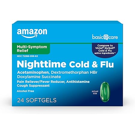 Amazon.com: Amazon Basic Care Nighttime Cold & Flu, 24 Softgels ...