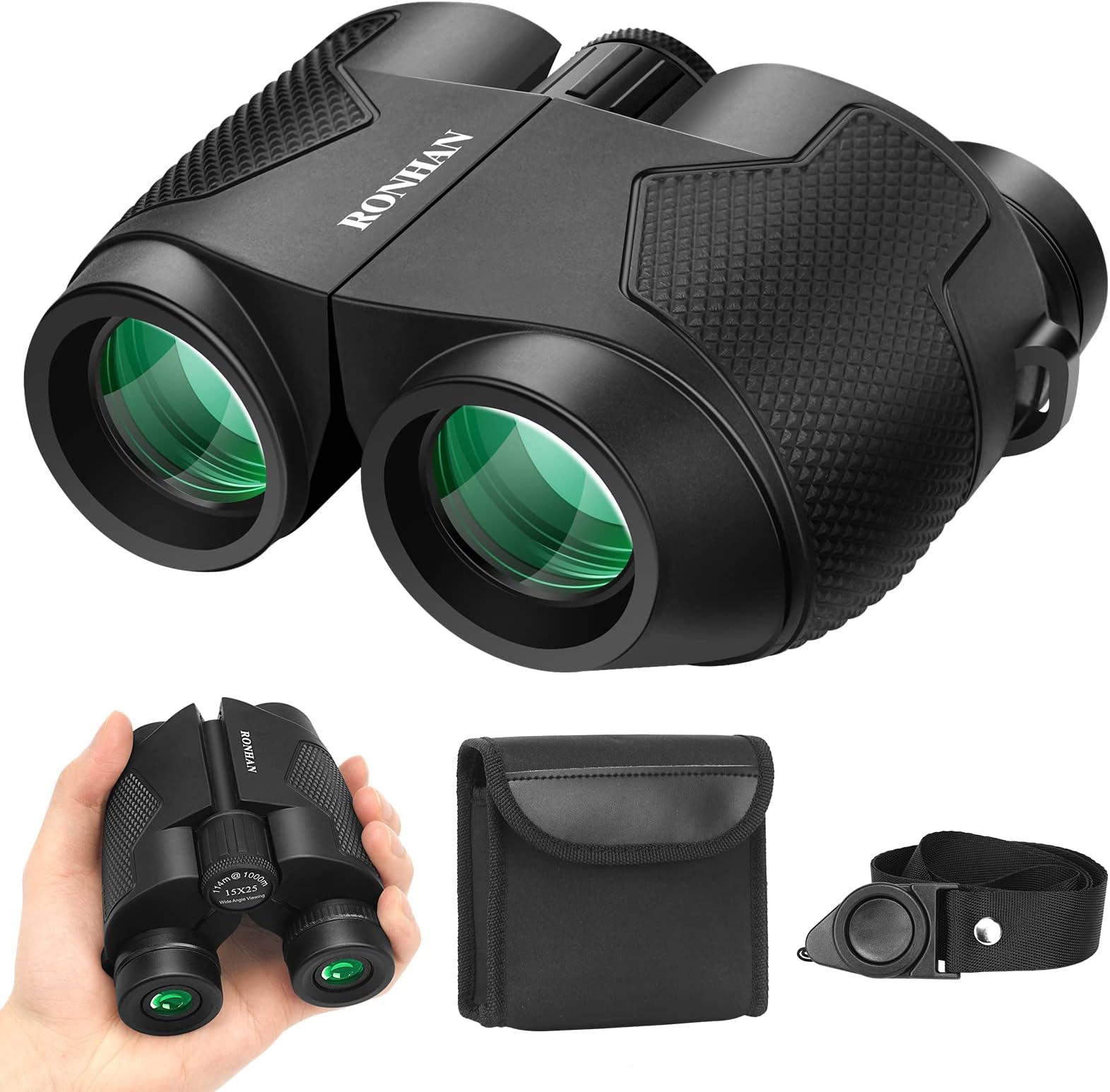 RONHAN 15×25 High Power Binoculars for Adults Kids, Compact Easy Focus ...