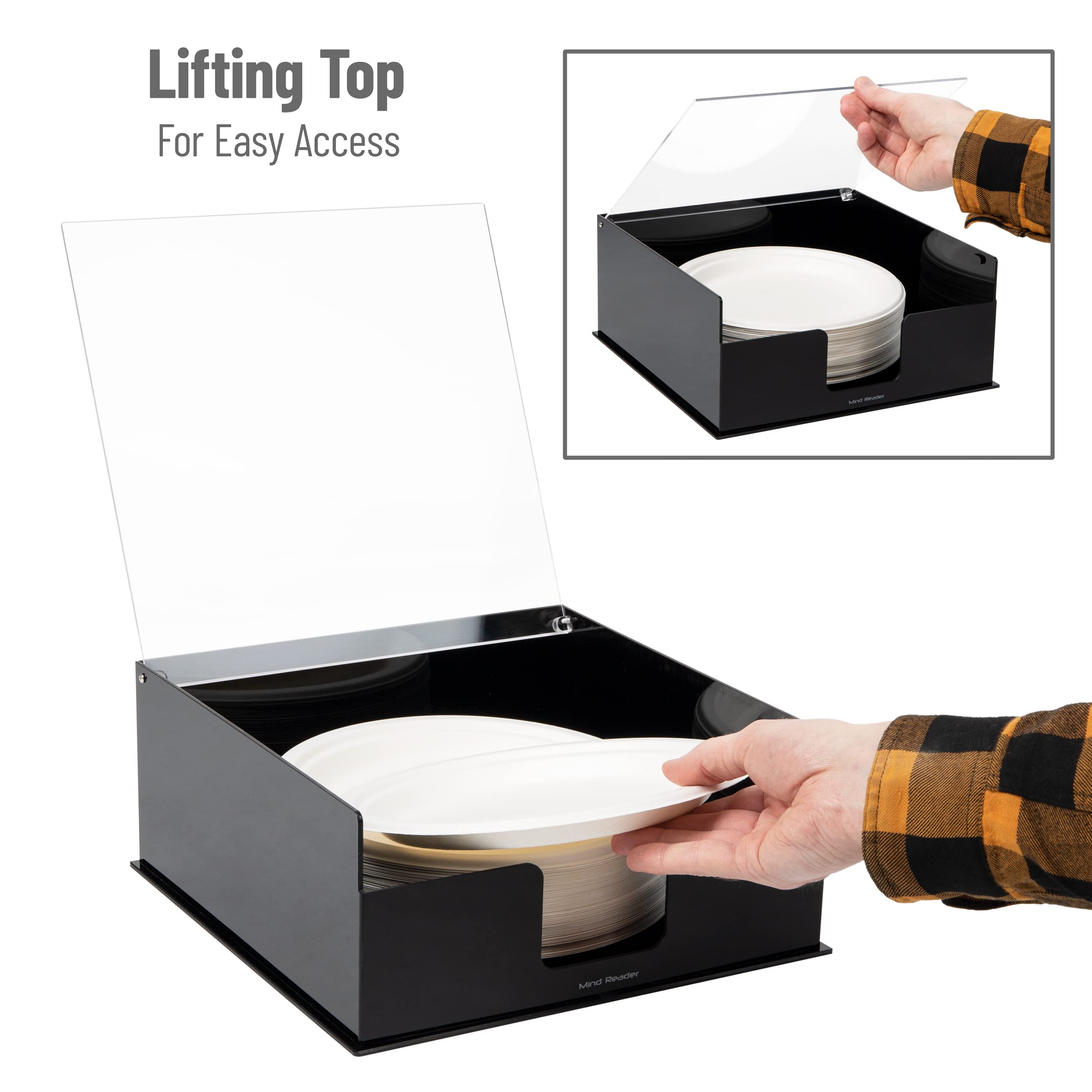 Mind Reader Foundation Collection, Covered Plate Dispenser, Breakroom ...