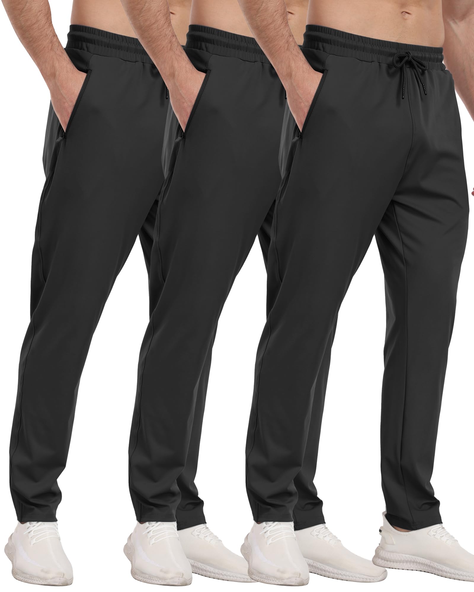 Amazon.com: PARISDIARY 3 Pack Mens Athletic Sweatpants with Zipper ...