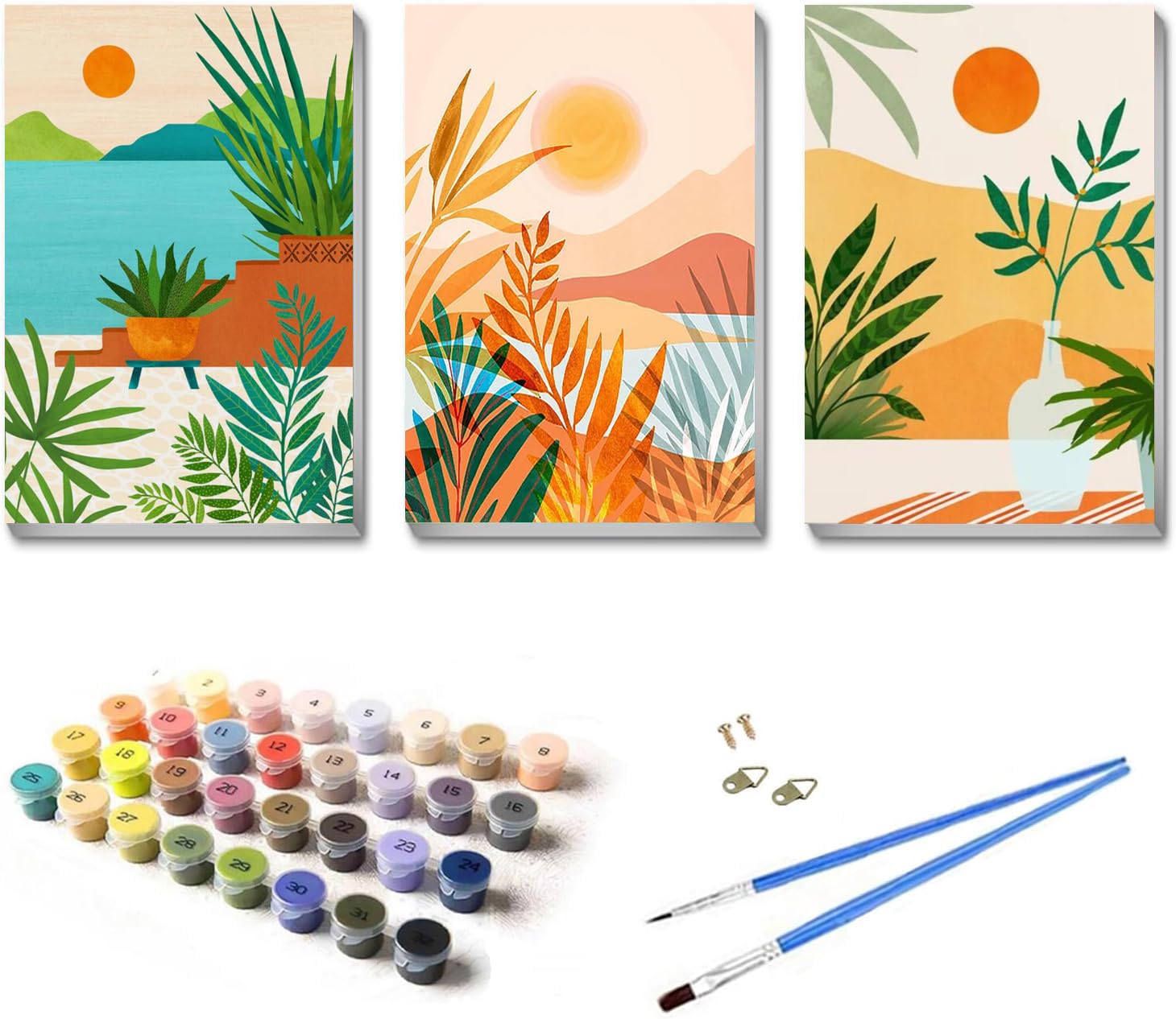 Amazon.com: UNIQUORS 3 Pack Paint by Numbers Kit for Adults Framed ...