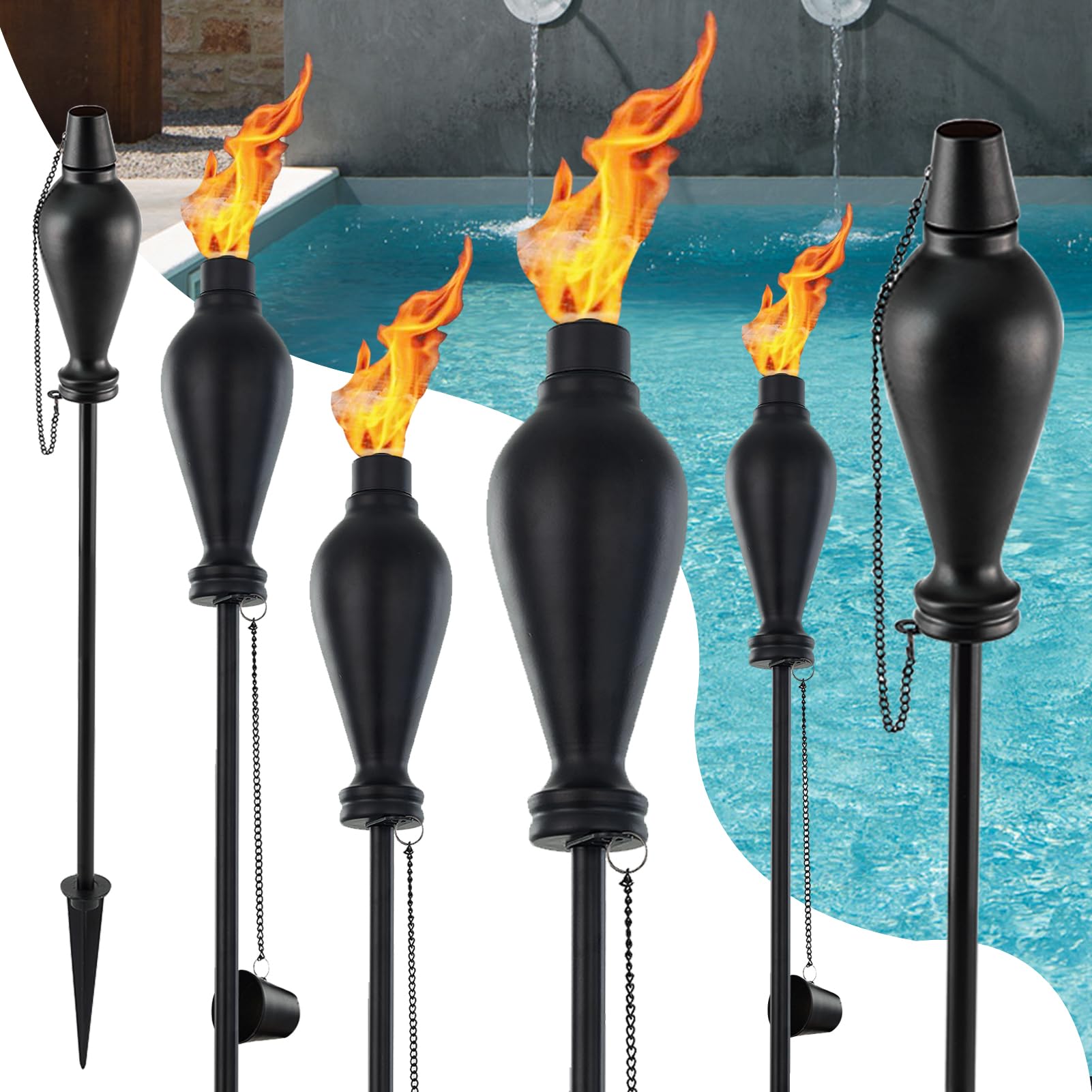 Amazon.com : Tesrago Metal Citronella Torches Outdoor,6 Pack,60 Inch ...