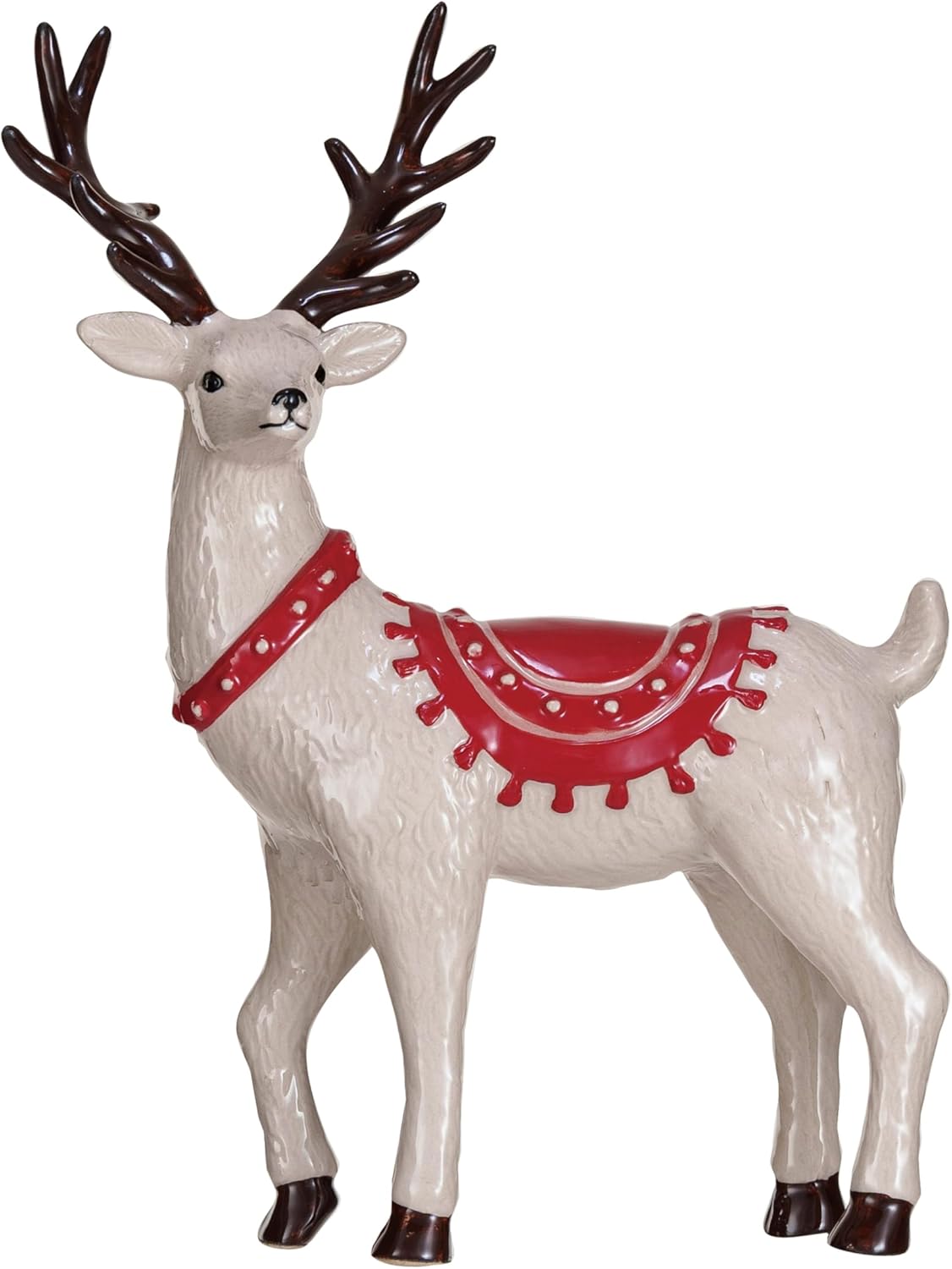 Amazon.com: Creative Co-Op Decorative Stoneware Reindeer, White, Red ...
