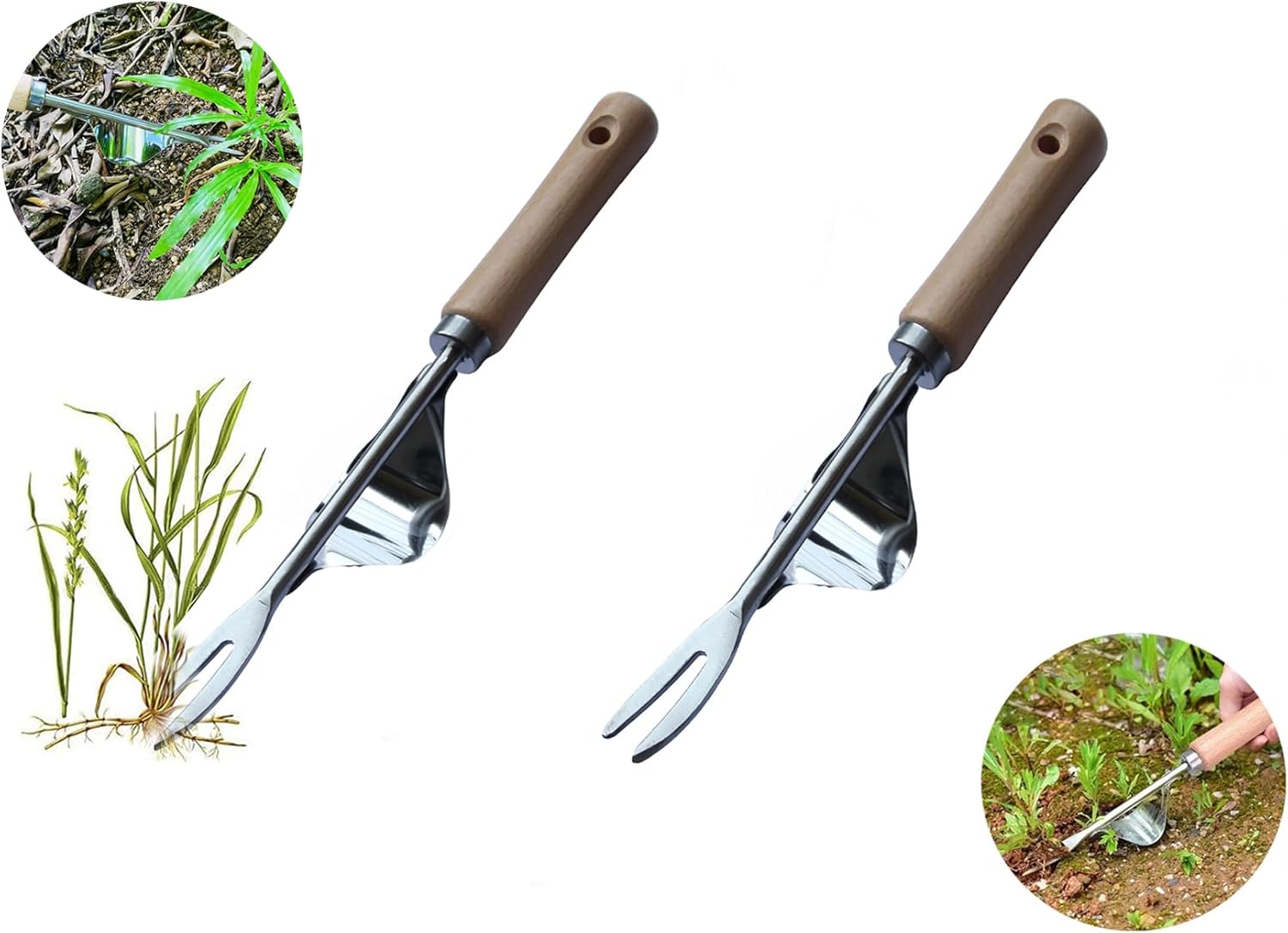 Amazon.com : XFJTECH Hand Weeding Tool Garden Weed Puller 2PC Stainless ...