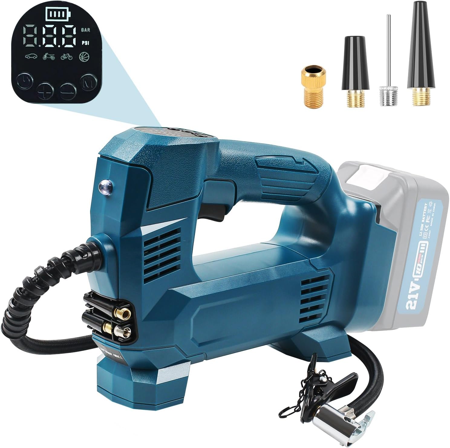 MaxEarn Akku Kompressor mit 3 Düsen, Tragbarer Elektrische ...