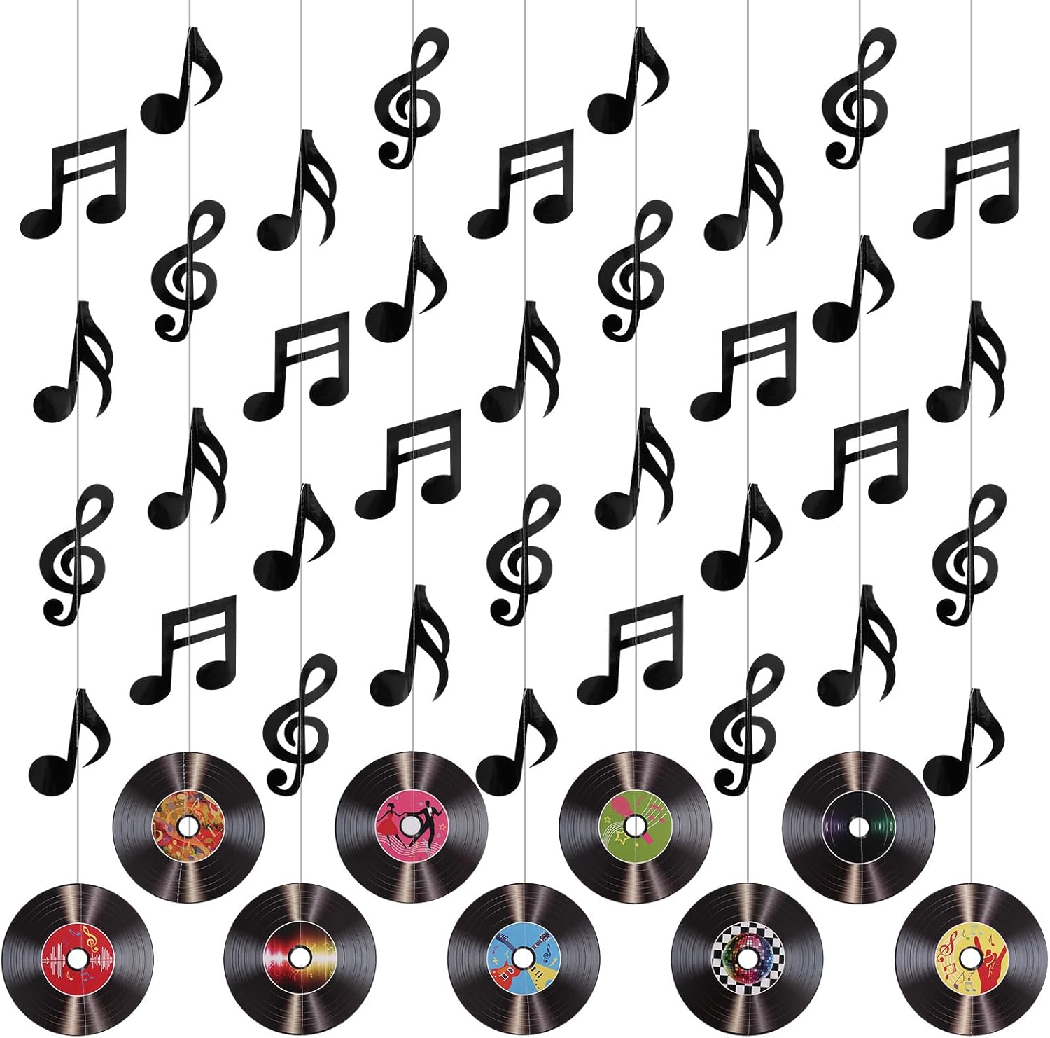 Amazon.com: 9pcs Vinyl Record & Music Note Hanging Decorations, Pre ...