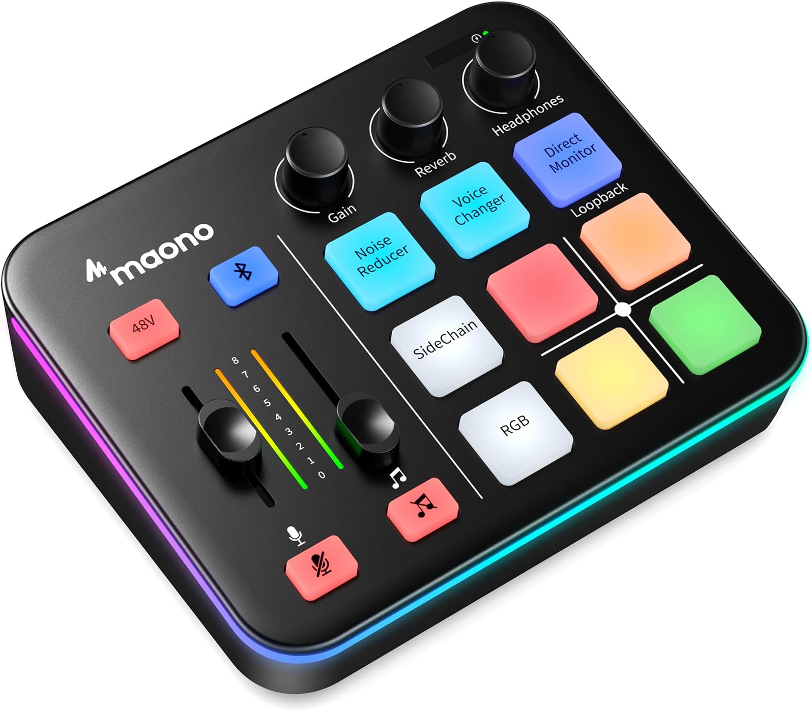 MAONO Gaming Audio Podcast Mixer, Streaming RGB PC Mixer with XLR ...