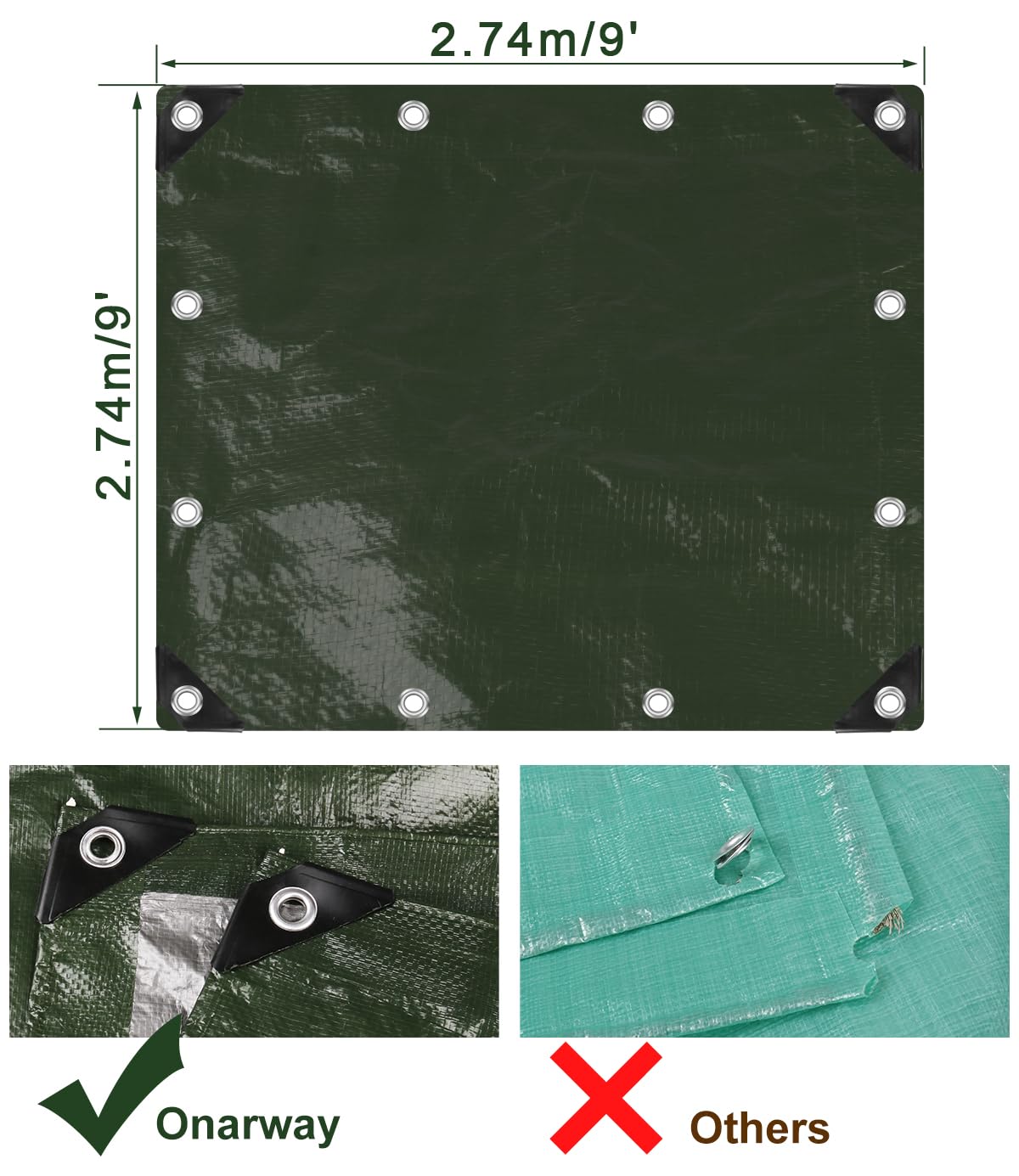 Poly Tarps Heavy Duty Waterproof: Green Tarpaulin 6Mil Thicken 9x9 Ft ...