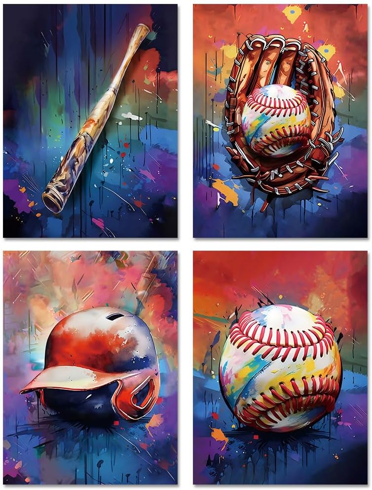 Amazon.com: Baseball Wall Art Canvas Prints Boys Bedroom Wall Decor ...