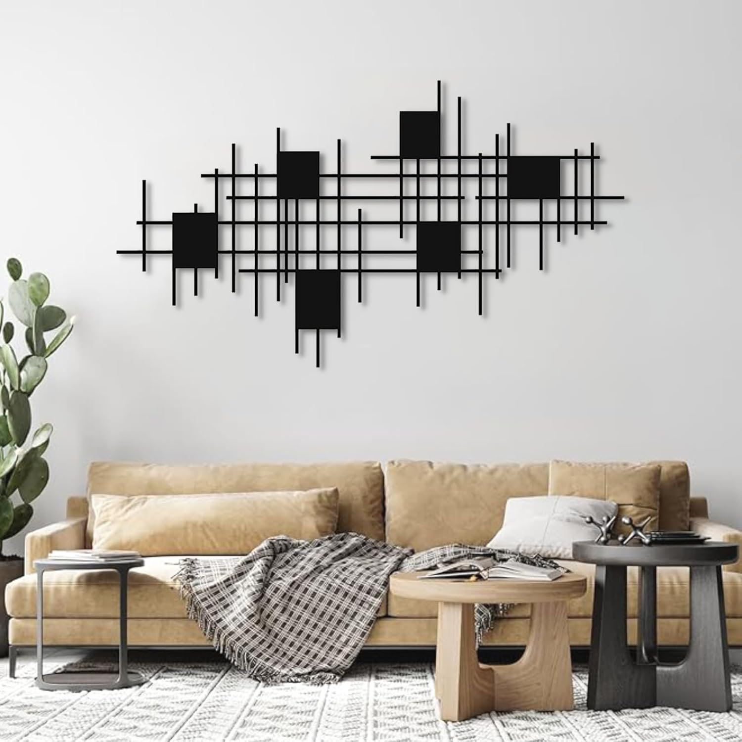 Amazon.com: Metal Wall Art, Metal Line Art Wall Decor, Metal Geometric ...