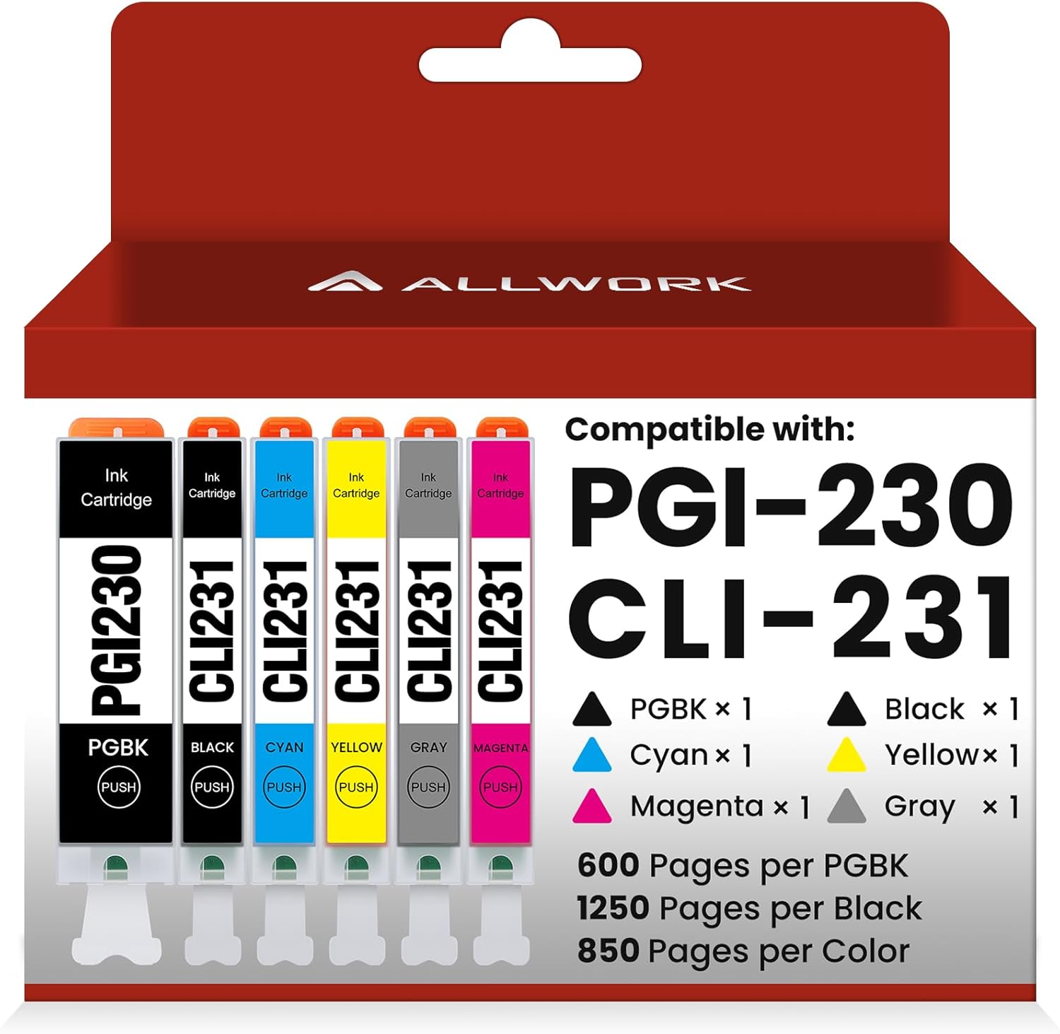 Amazon.com: ALLWORK PGI-230 CLI-231 Ink Cartridges, Compatible ...