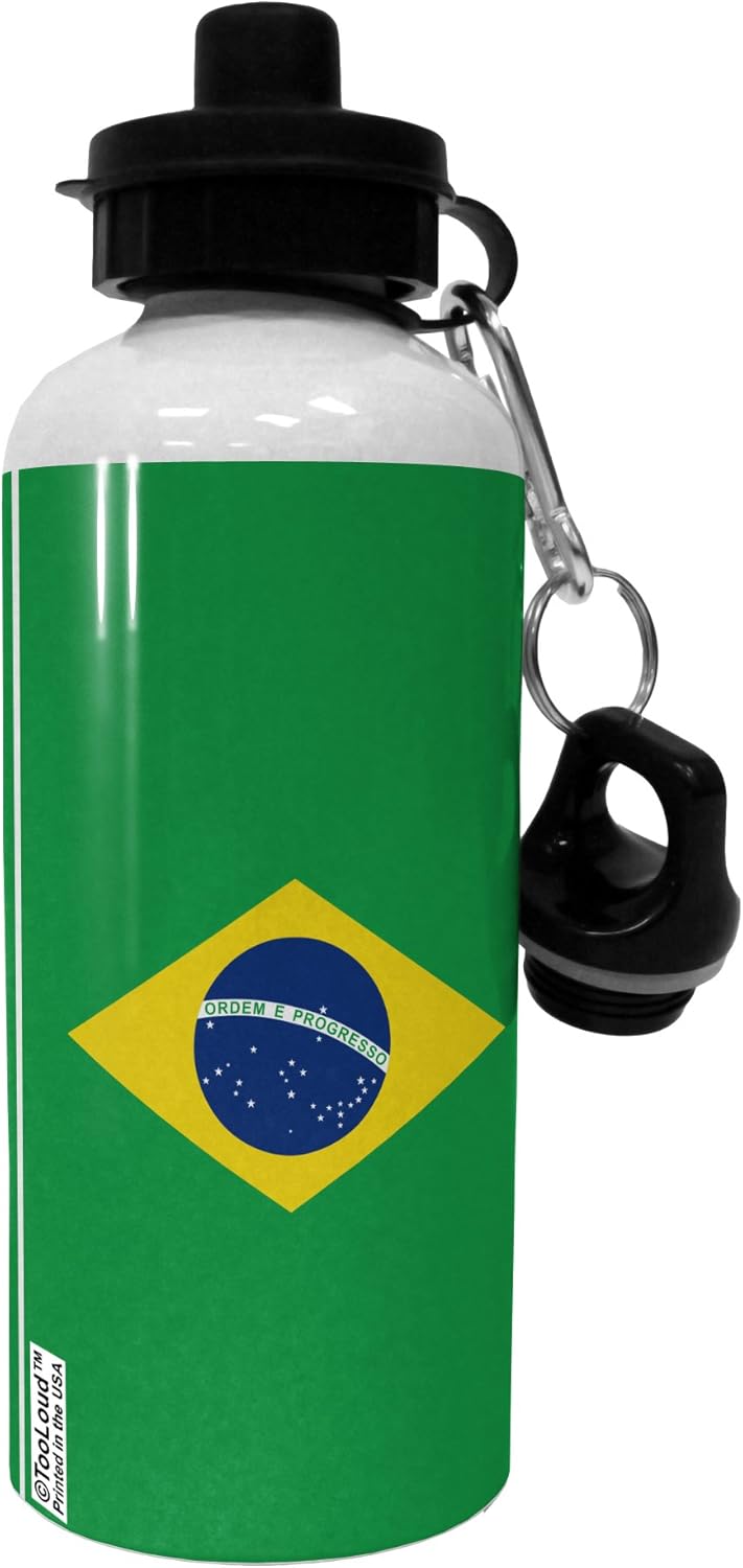 Amazon.com: TOOLOUD Brazil Flag AOP Aluminum 600ml Water Bottle - White ...