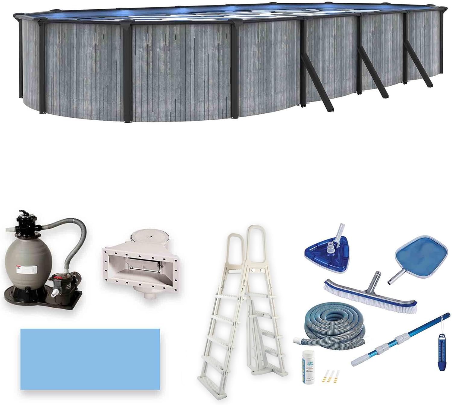 Amazon.com: Blue Wave San Pedro 15x30-ft Oval 52-in Deep 6-in Top Rail ...