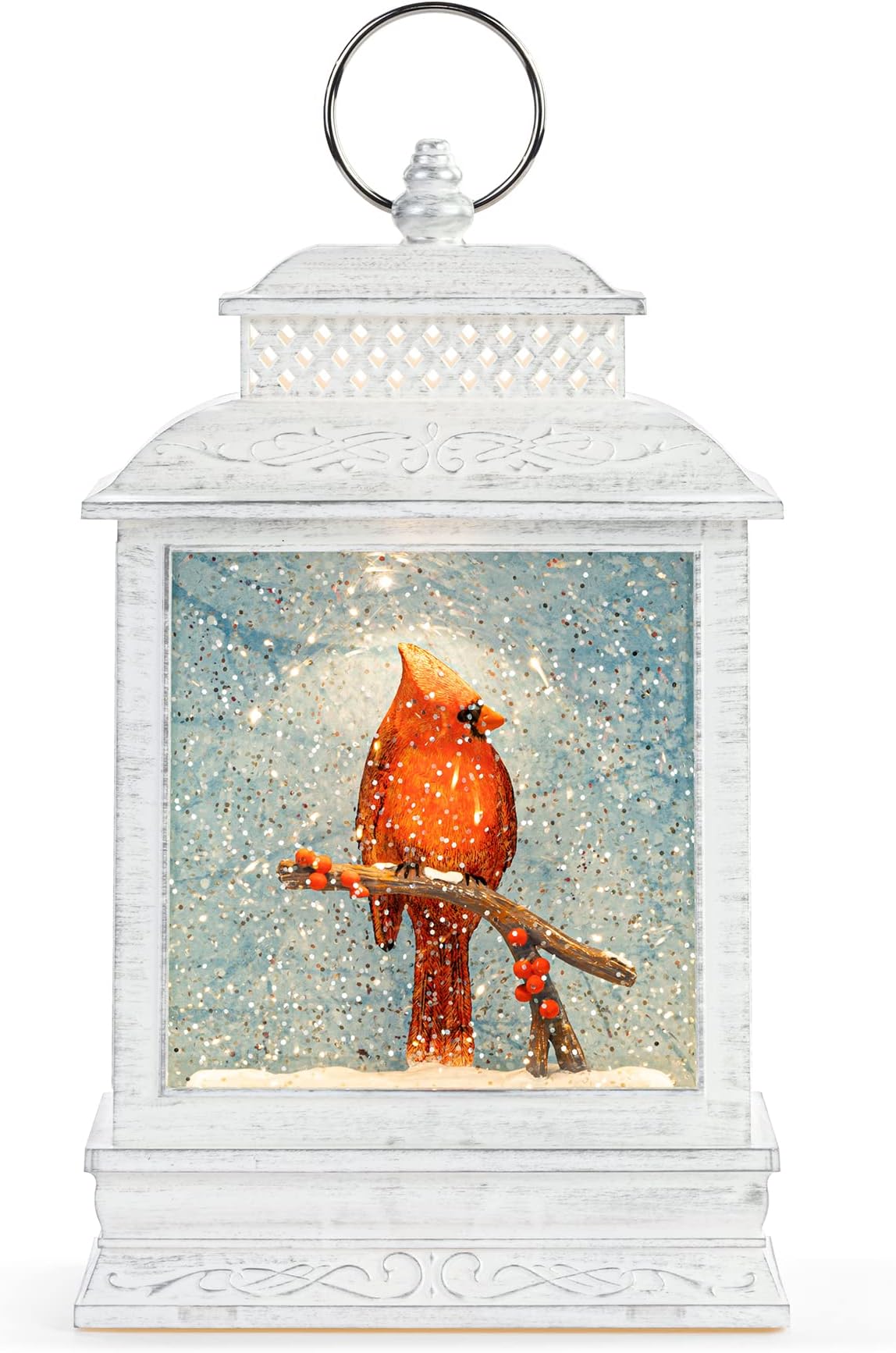 Amazon.com: Roman 11" Lighted Swirl Cardinal in White Lantern, Confetti ...