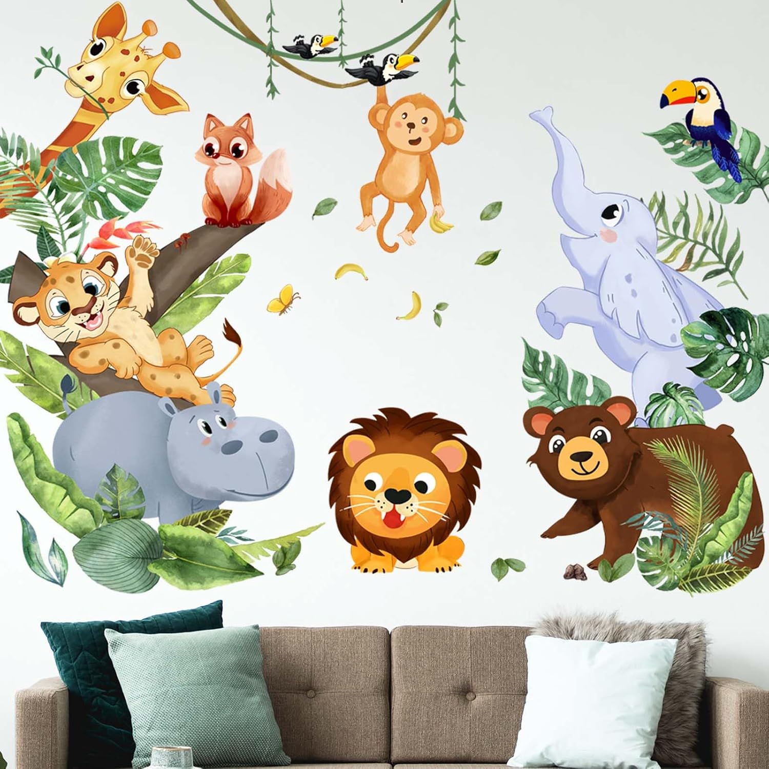 Amazon.com: Amimagen Jungle Baby Animals Wall Stickers - Safari Monkey ...