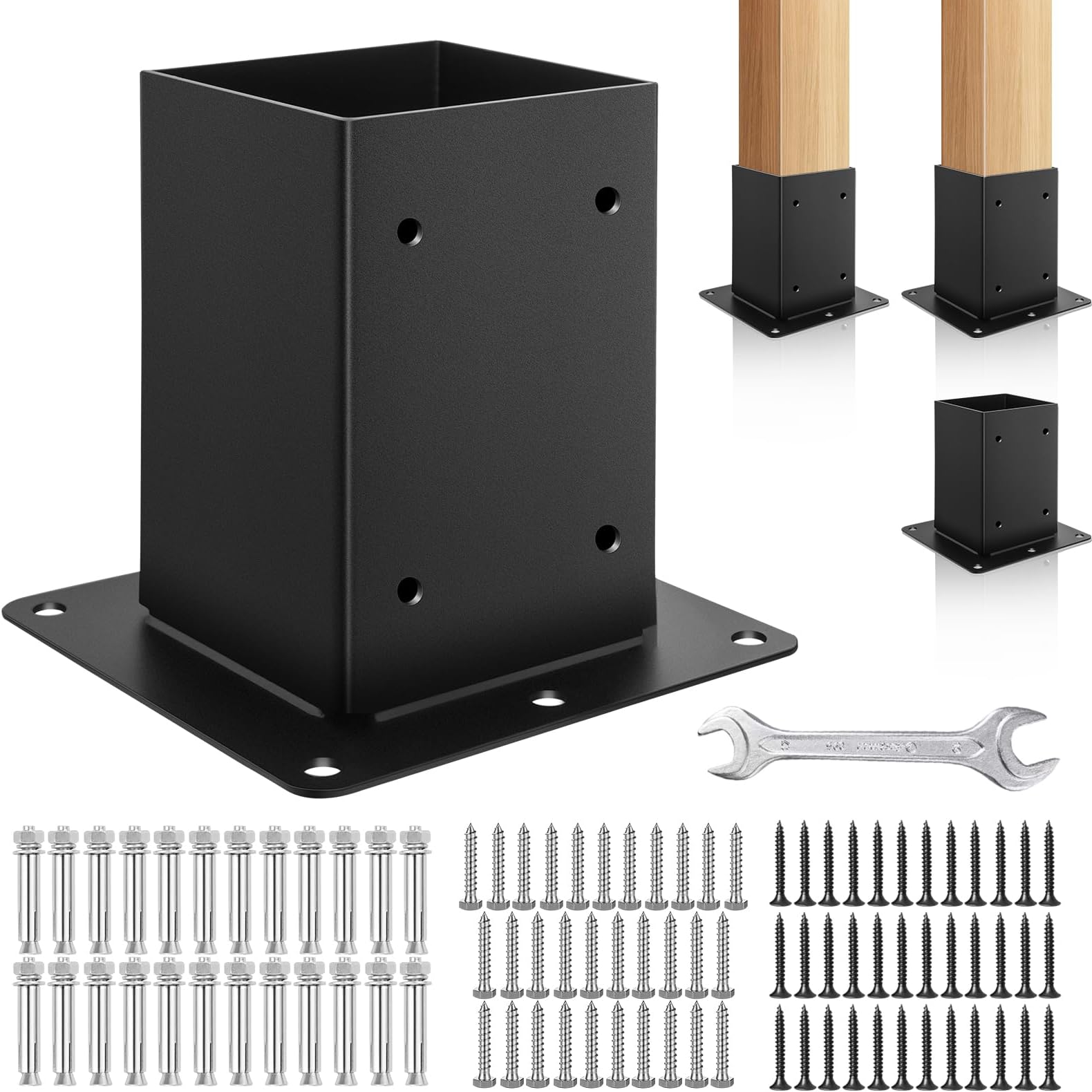 4x4 Post Base 4 Pcs, (Inner Size 3.6x3.6) Railing Post Brackets, Wood ...