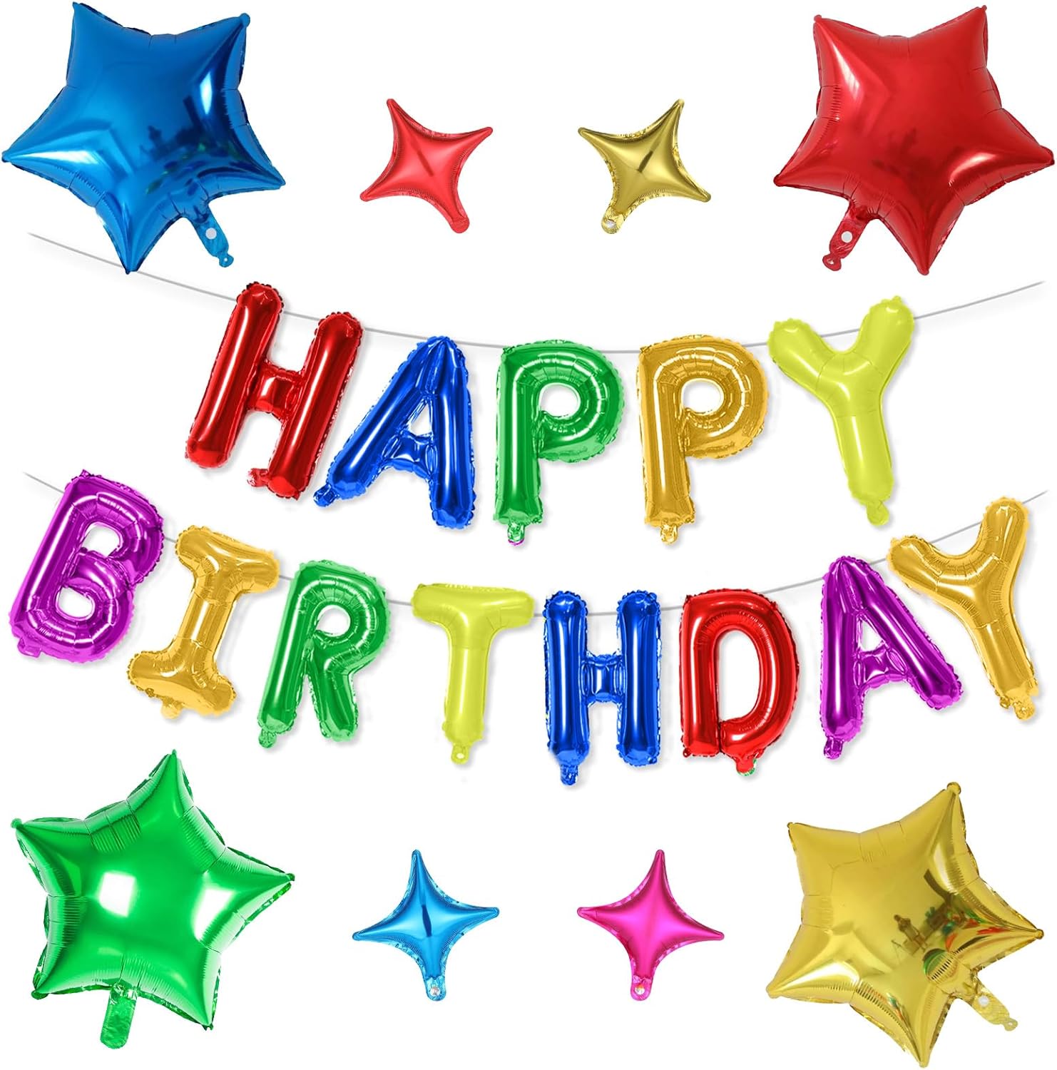 Amazon.com: Happy Birthday Balloons Banner, Colorful Happy Birthday ...