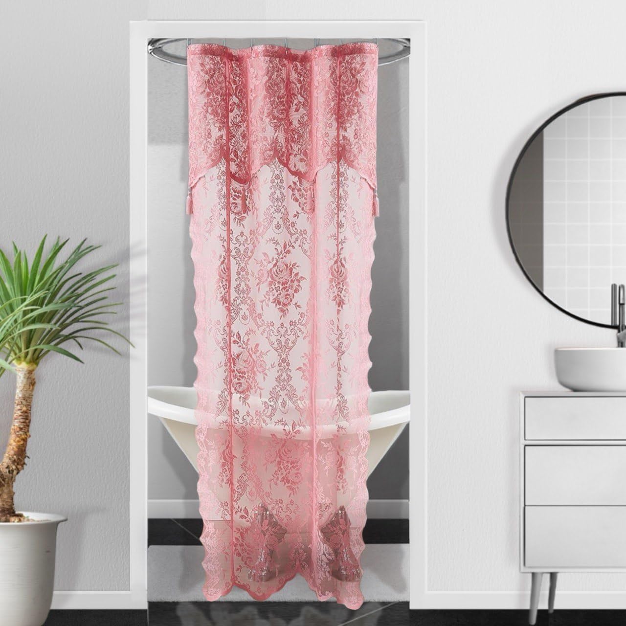 Amazon.com: Warm Home Designs Rose Pink Stall Shower Curtain 36 x 72 ...