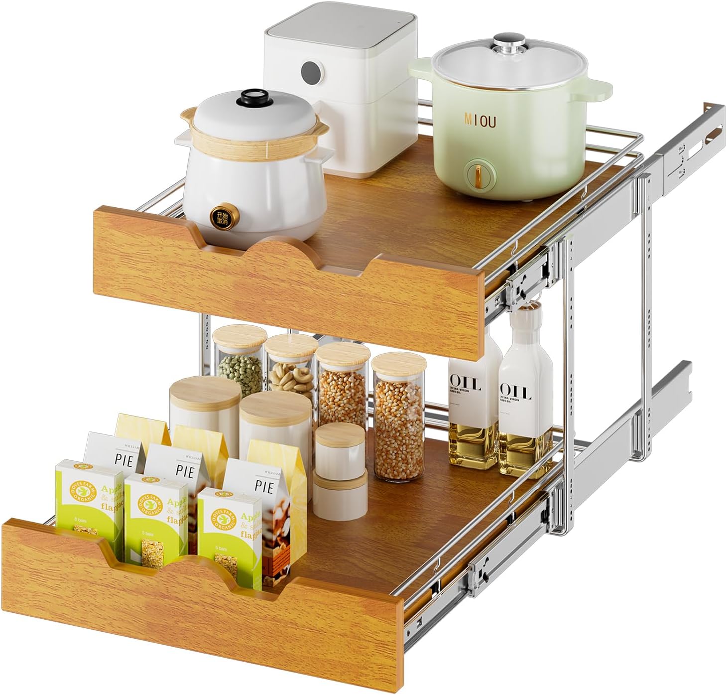 Amazon.com: VEVOR Pan and Pot Rack, 2-Tier Expandable Pull Out Under ...