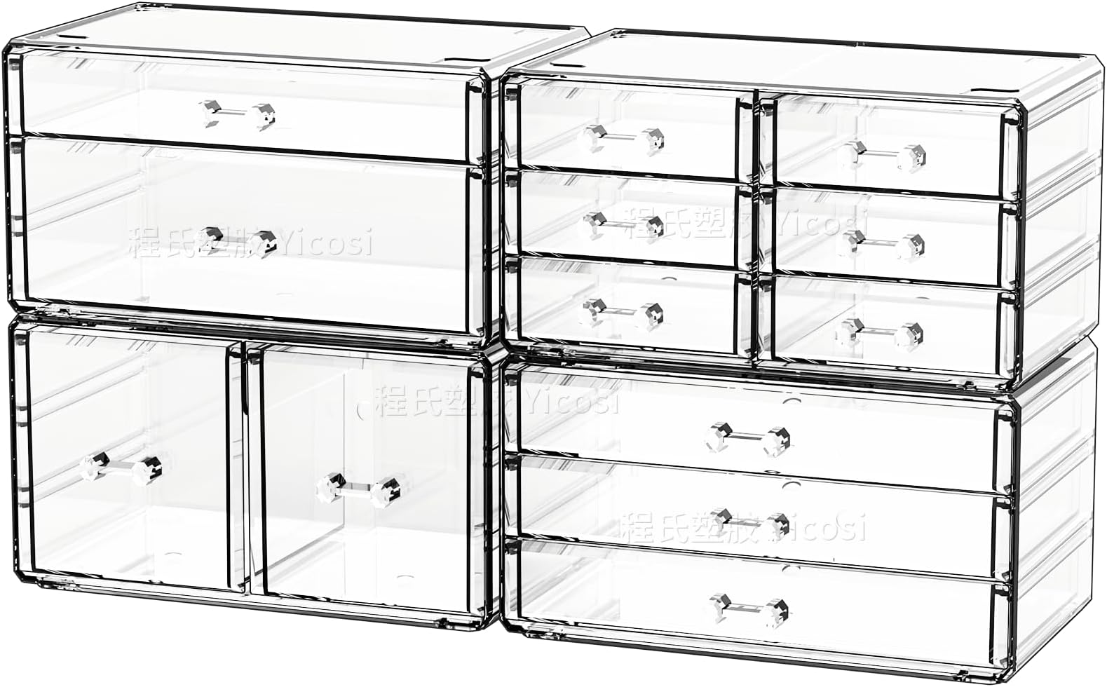Amazon.com: Cq acrylic 4 Pack Clear Acrylic Drawer Organizer Countertop ...