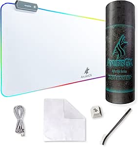 AnubisGX Premium White RGB Mouse Pad | XL Waterproof Computer Gaming ...
