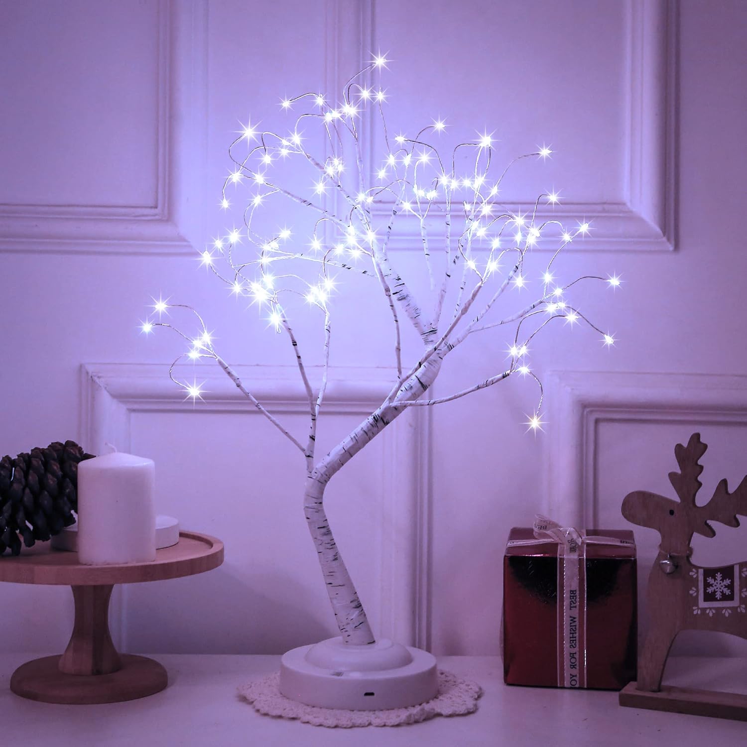 Amazon.com: 108 LED Birch Tree Lights 20 Inches Artificial Tabletop ...