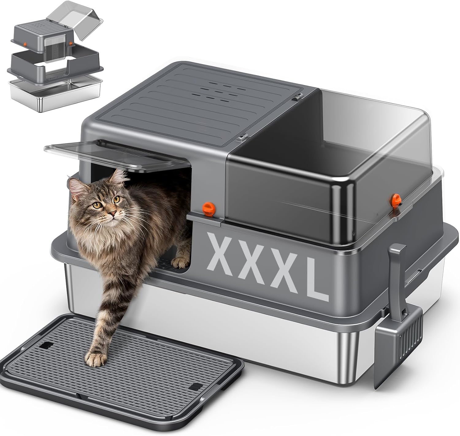 Amazon.com: XXXL Stainless Steel Litter Box with Lid，28.3" L x 20.2" W ...