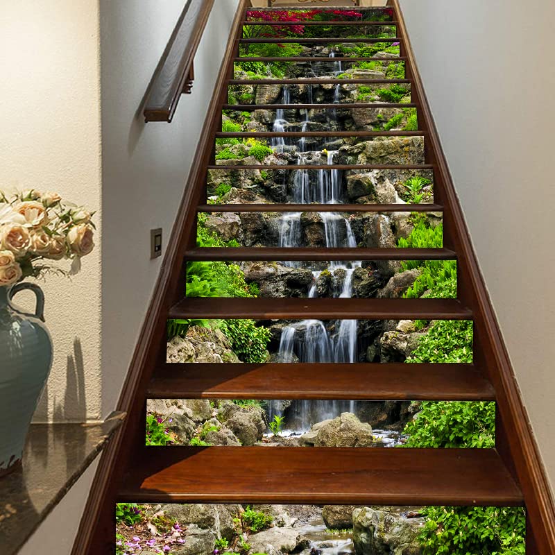 Amazon.com: artfanke 3D Small Waterfall Stair Stickers Peel and Stick ...