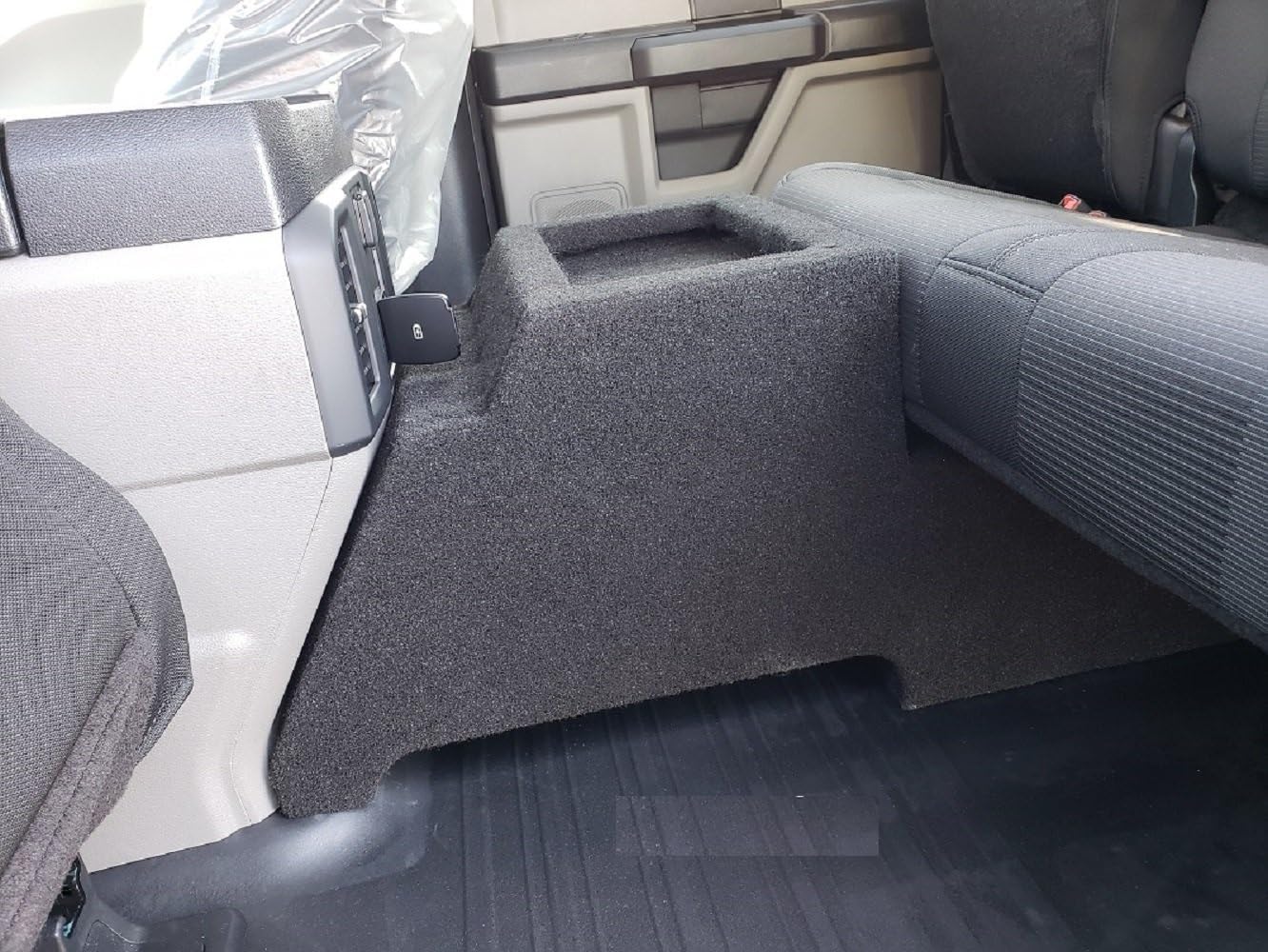 2015-2019 F150 Supercrew 12" Rear Console Downfire Subwoofer Enclosure ...