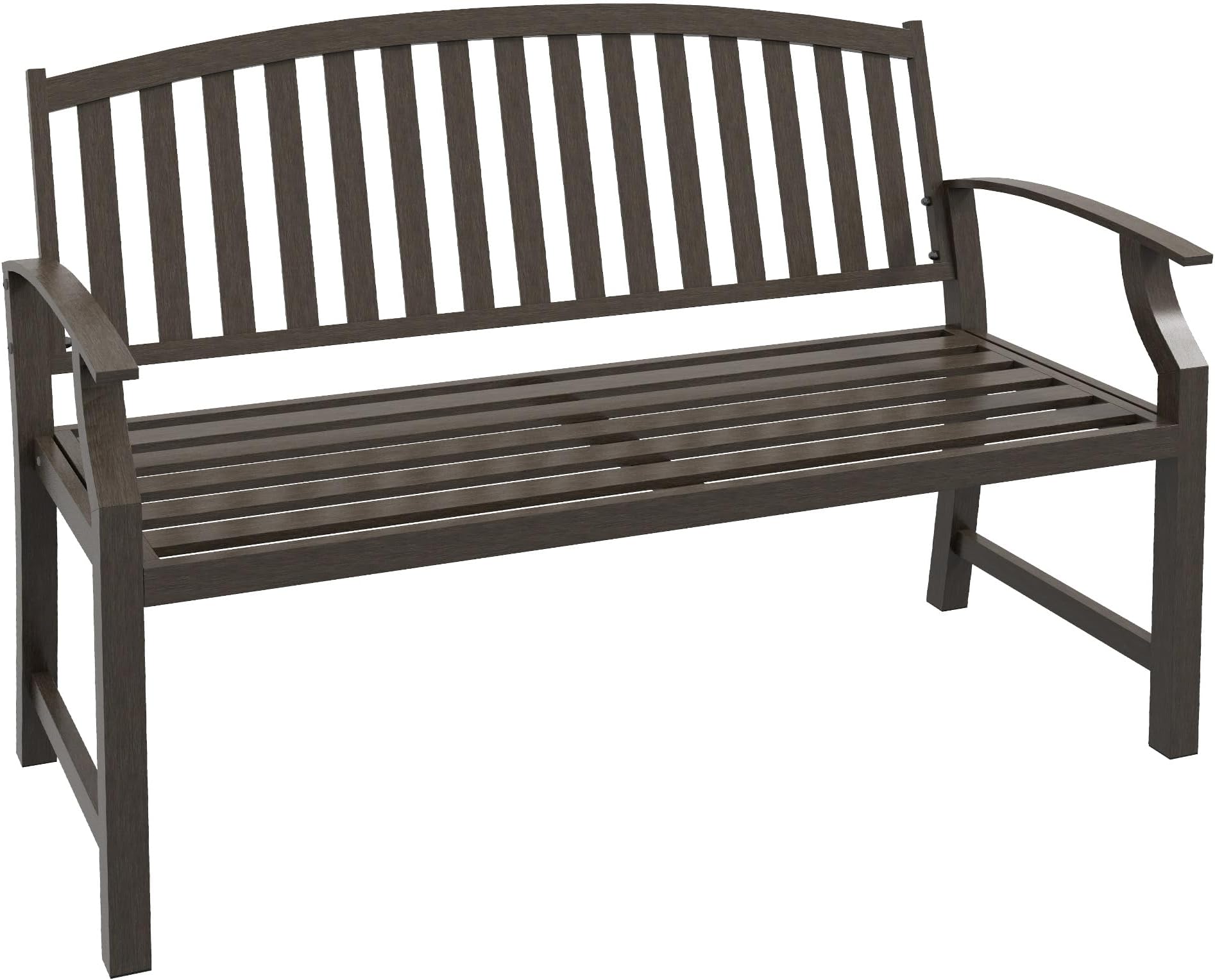 Outsunny Garden Bench, Outdoor Metal Bench with Slatted Seat and ...