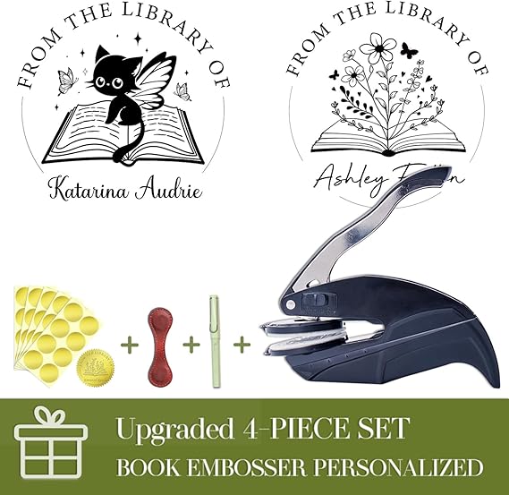 Amazon.com: Upgraded Book Embosser Personalized | Custom Book Stamp ...