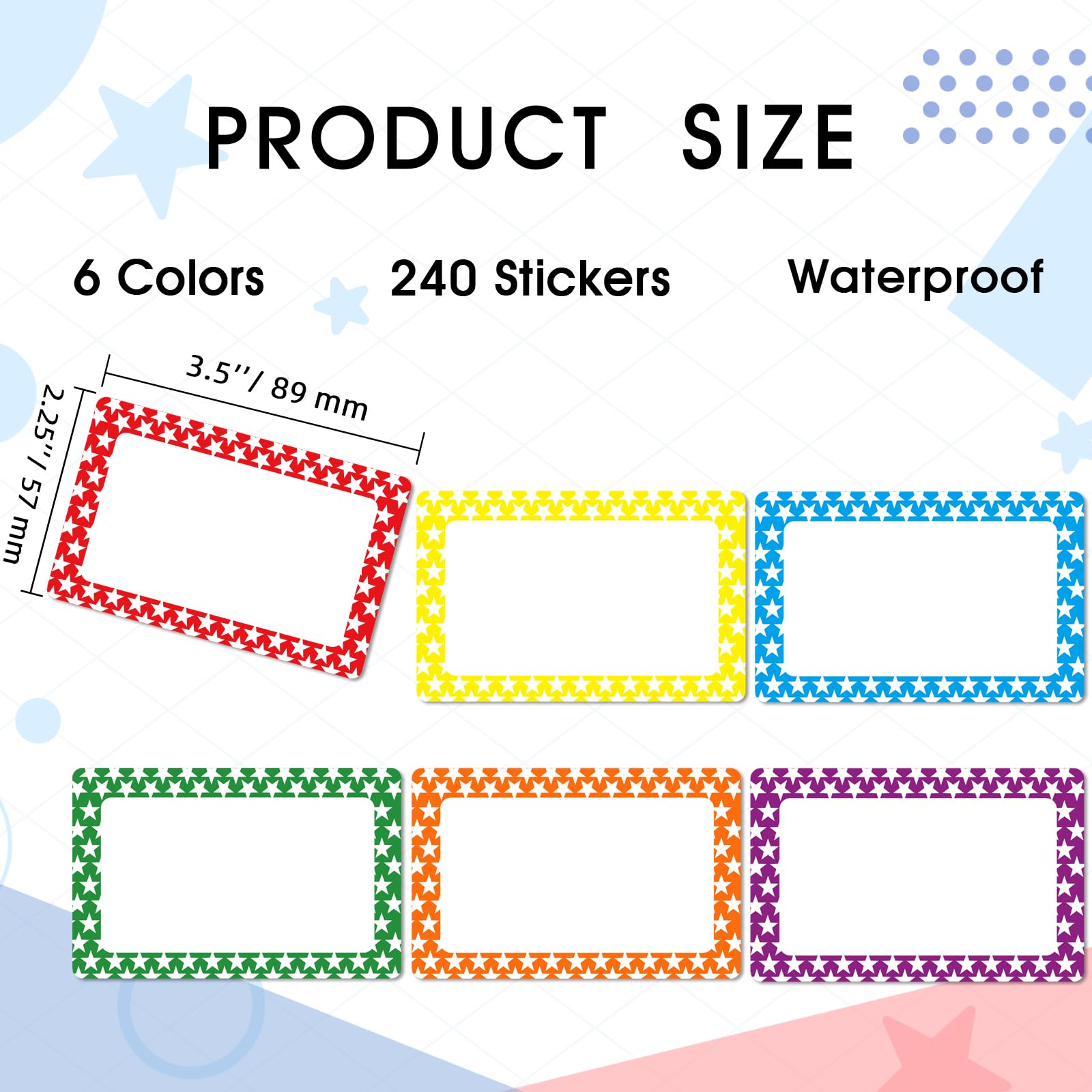 Snapklik.com : 6 Colors Star Name Tag Stickers,240PCS Waterproof ...
