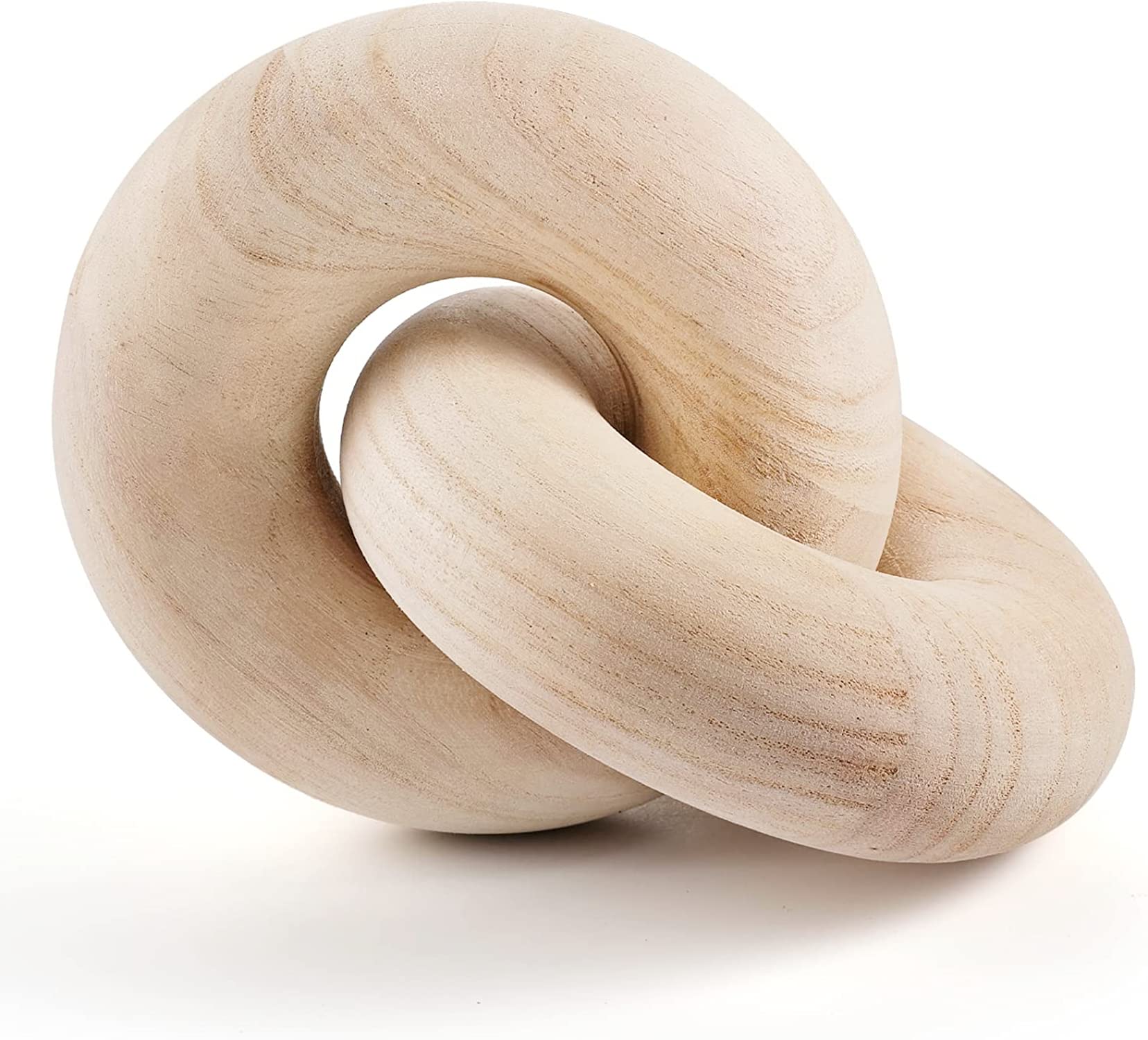 2-Link Wood Chain Decor Coffee Table Decor, Hand Carved Wood Knot ...