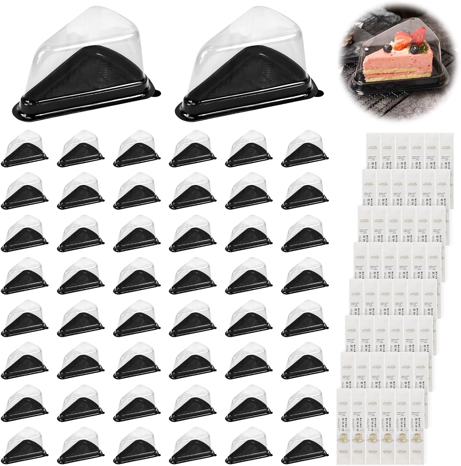 Amazon.com: YASYU 50 Pcs Triangle Cake Slice Boxes Individual, Clear ...