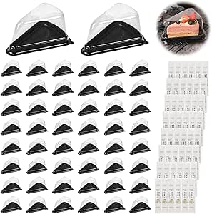 Amazon.com: YASYU 50 Pcs Triangle Cake Slice Boxes Individual, Clear ...